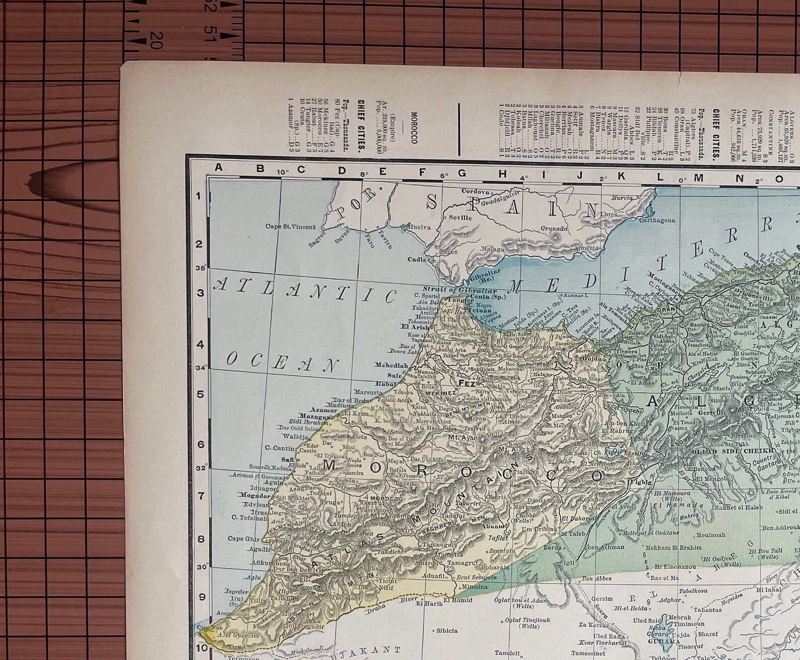 Algeria, Tunis, and Morocco Map, Antique Color Map Rand Mcnally C 1899 ...