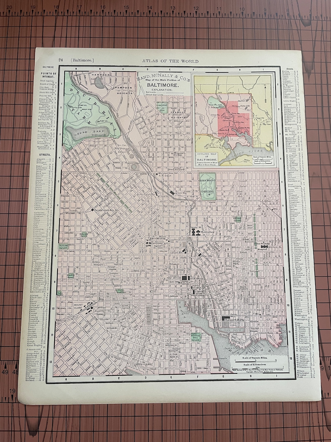 Antique Baltimore Maryland Map, Antique Color Map Rand Mcnally C 1899 ...