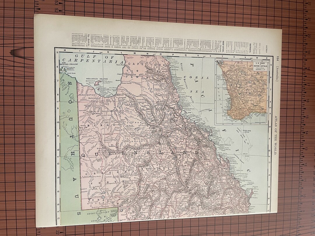 Antique Australia Map, Antique Color Map Rand Mcnally C 1899 World ...