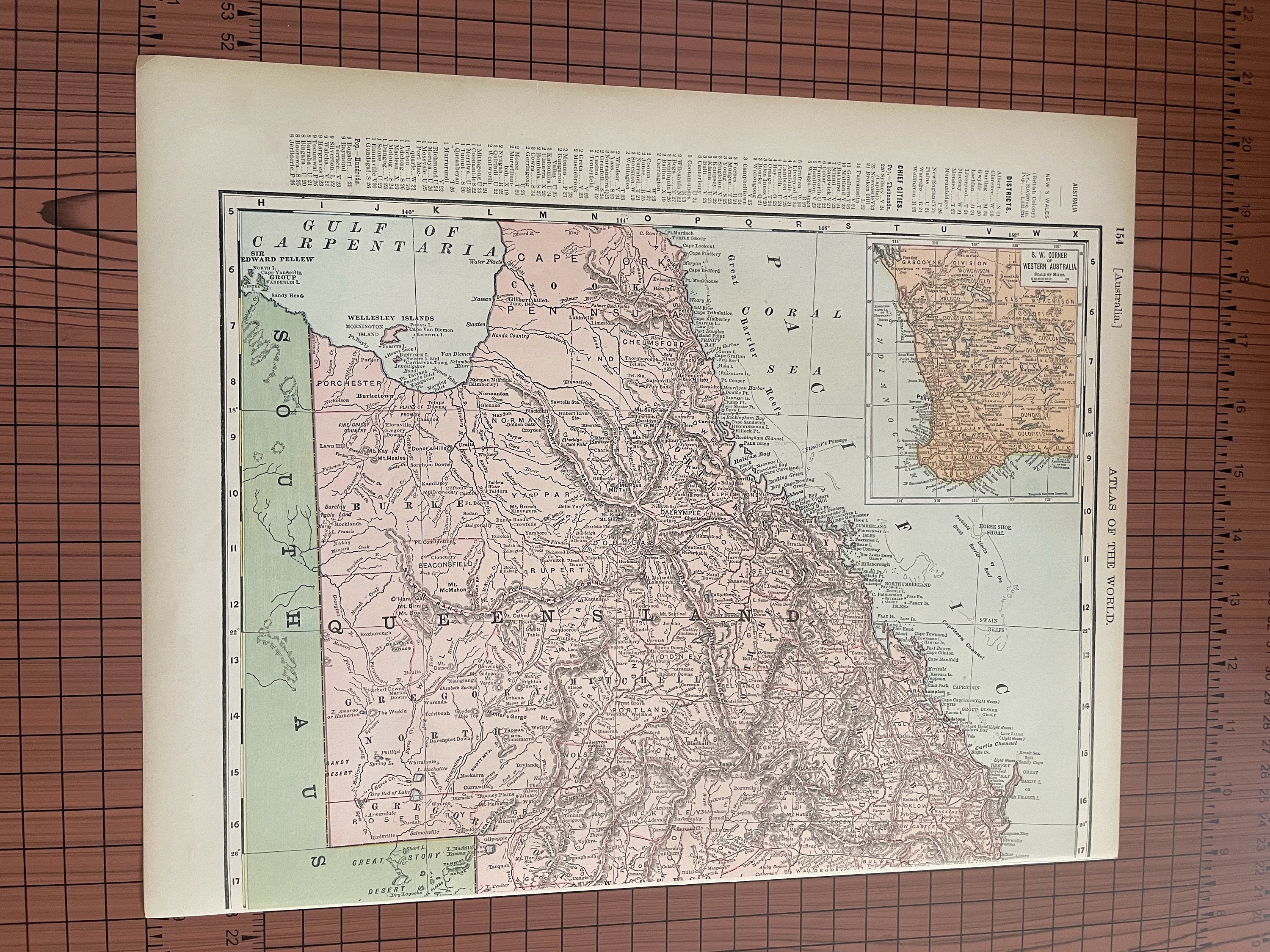 Antique Australia Map, Antique Color Map Rand Mcnally C 1899 World ...