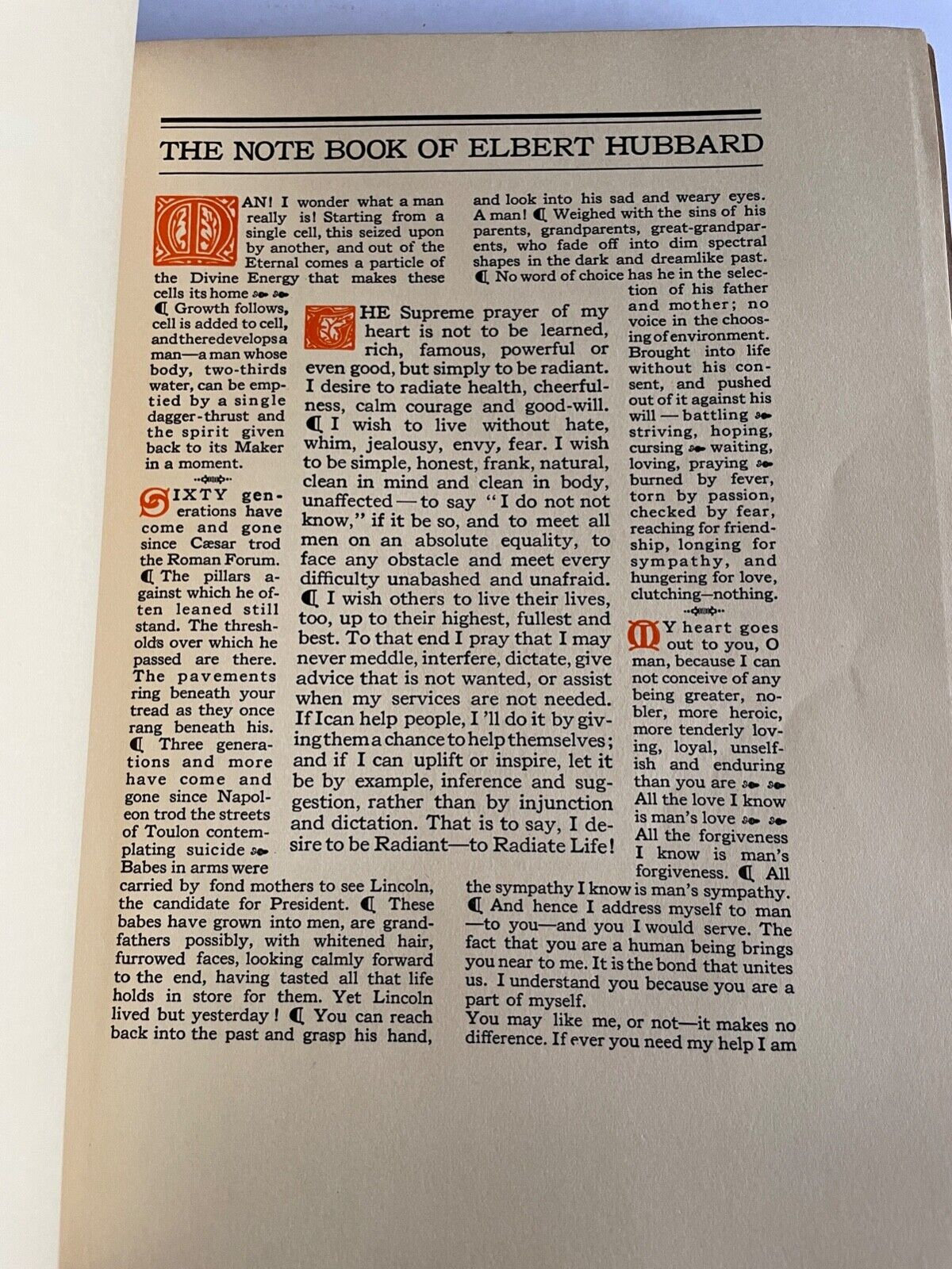 The Note Book of Elbert Hubbard (1927) Roycroft Founder Arts and Crafts ...