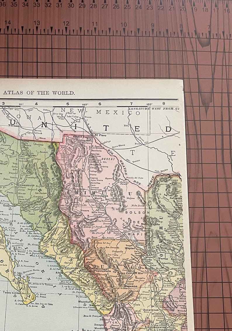 Antique Mexico Map, Antique Color Map Rand Mcnally C 1899 World Atlas ...