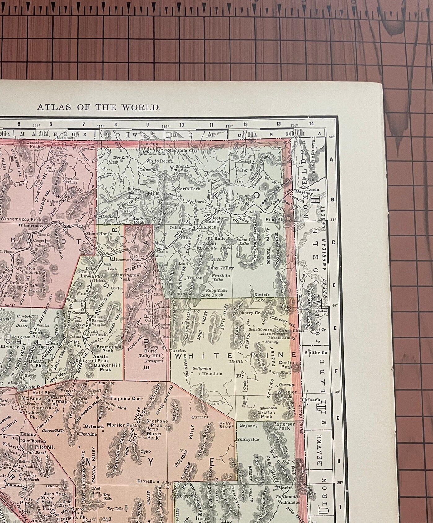 Antique Nevada Map, Antique Color Map Rand Mcnally C 1899 World Atlas ...