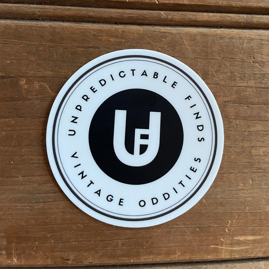 3" Round Unpredictable Finds Logo Sticker Vinyl - Text "unpredictable ...