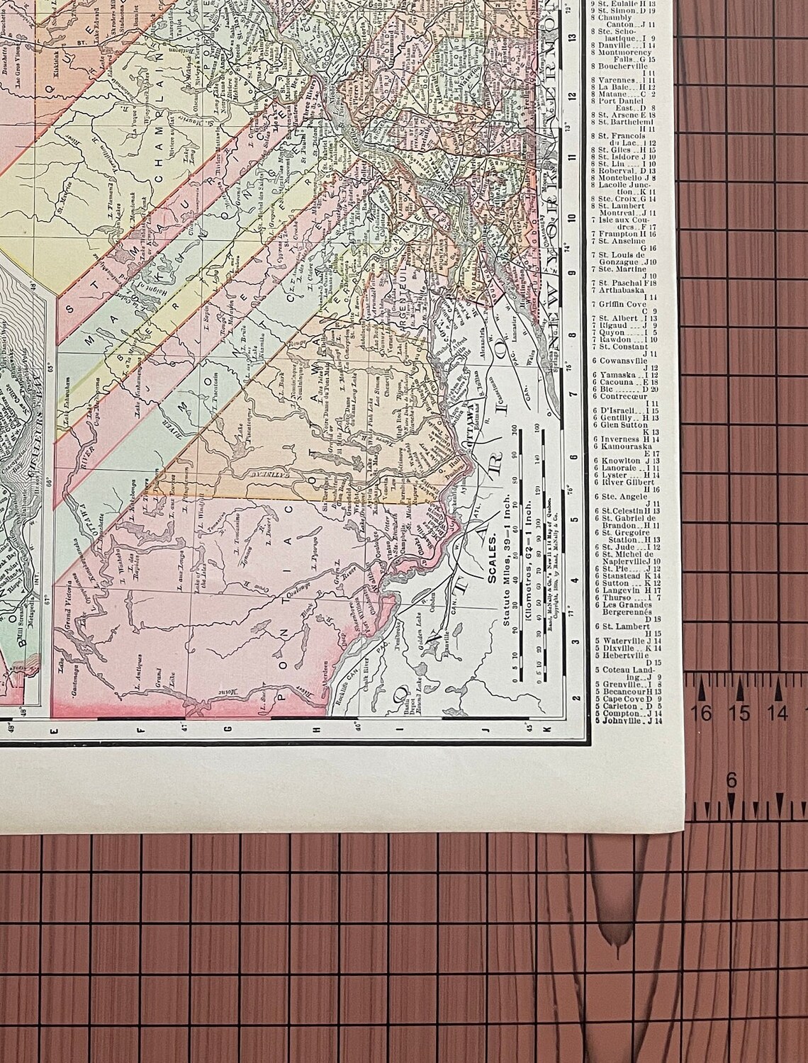 Antique Quebec Map, Antique Color Map Rand Mcnally C 1899 World Atlas ...