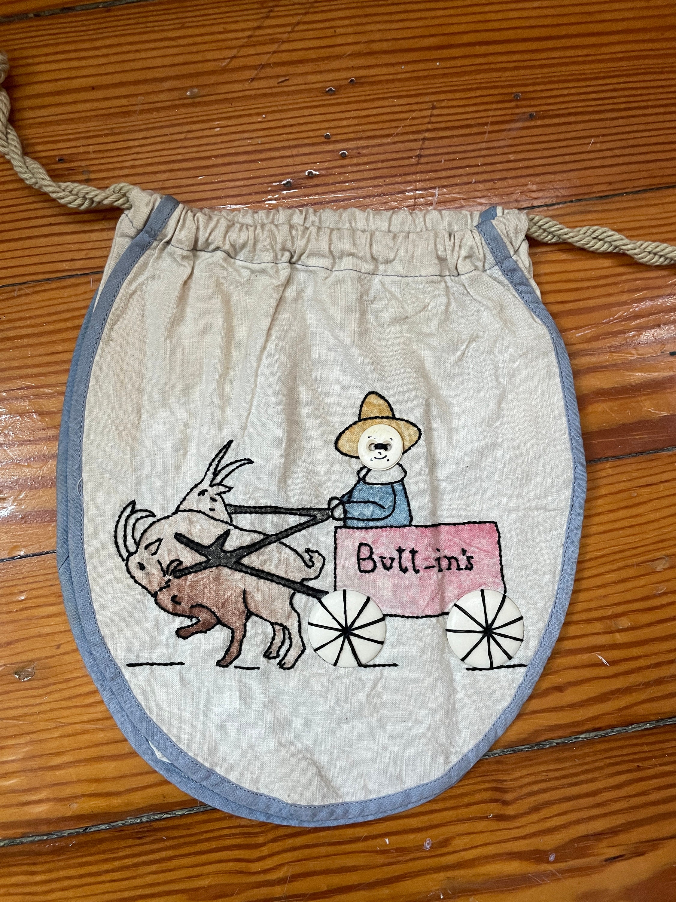 Antique Punny Draw String Button Bag butt-in's - Etsy