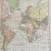 Antique World Map Shows Distance Between Ports, Antique Color Map Rand ...