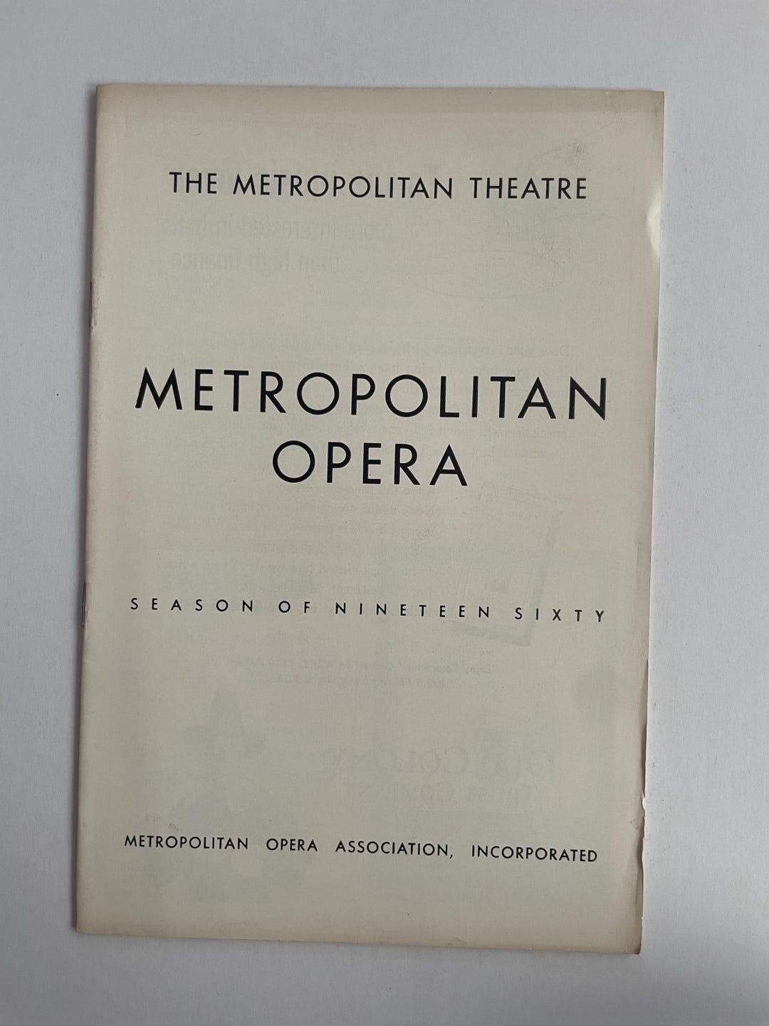 Andrea Chenier (1960) Metropolitan Opera Theatre Vintage Playbill 1960s ...