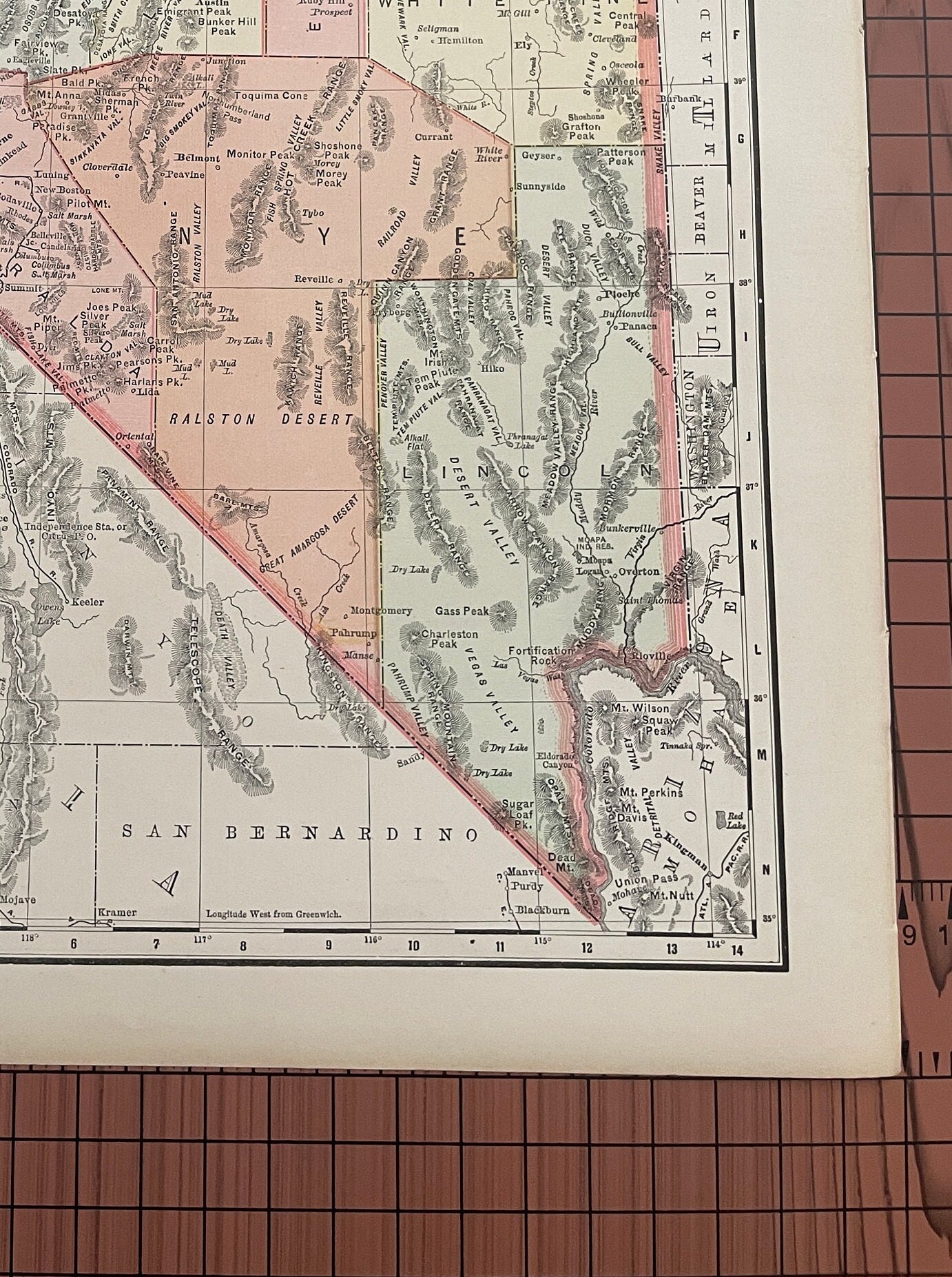 Antique Nevada Map, Antique Color Map Rand Mcnally C 1899 World Atlas ...