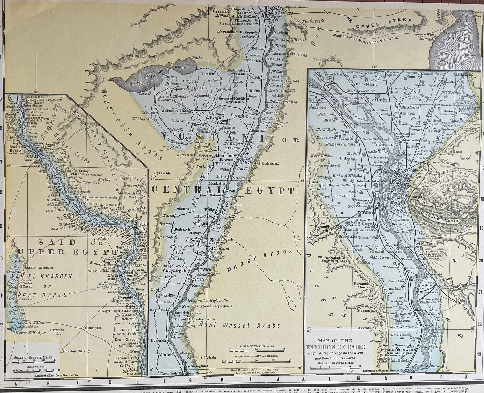 Antique Egypt Map, Antique Color Map Rand Mcnally C 1899 World Atlas ...