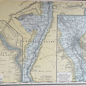 Antique Egypt Map, Antique Color Map Rand Mcnally C 1899 World Atlas ...