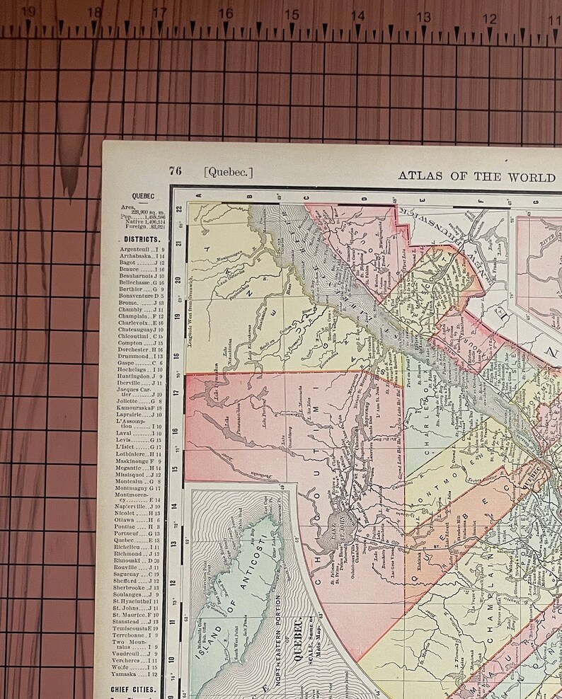 Antique Quebec Map, Antique Color Map Rand Mcnally C 1899 World Atlas ...