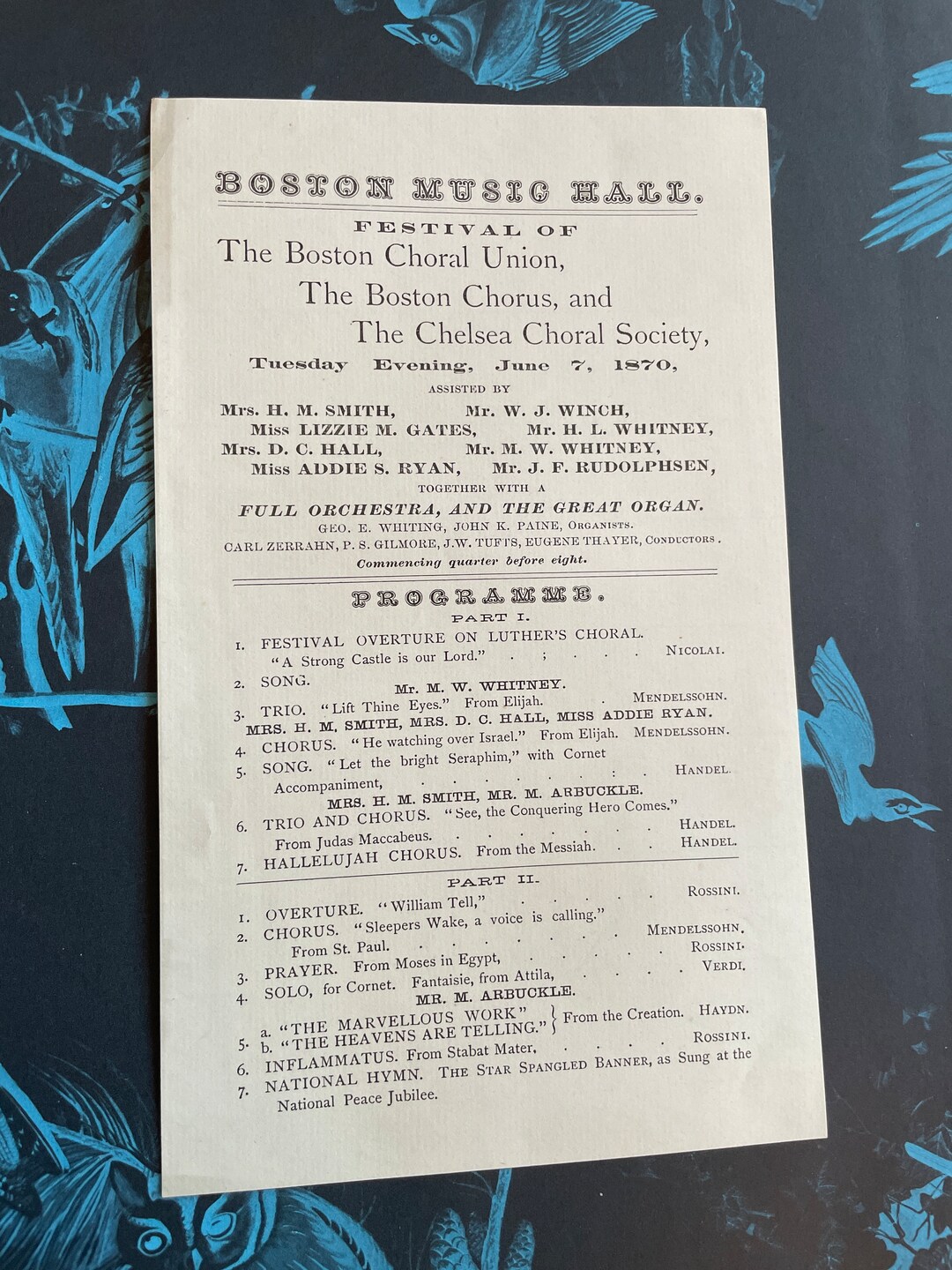 Boston Music Hall Festival of the Boston Choral Union, Boston Chorus ...