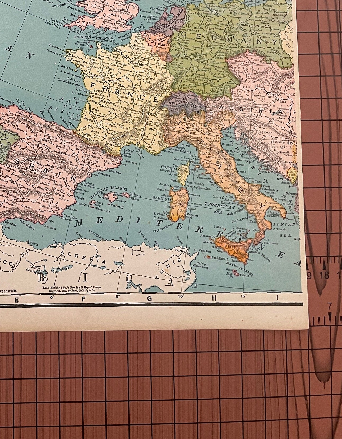 Antique Europe Map, France, Germany, Italy, Spain, Antique Color Map ...