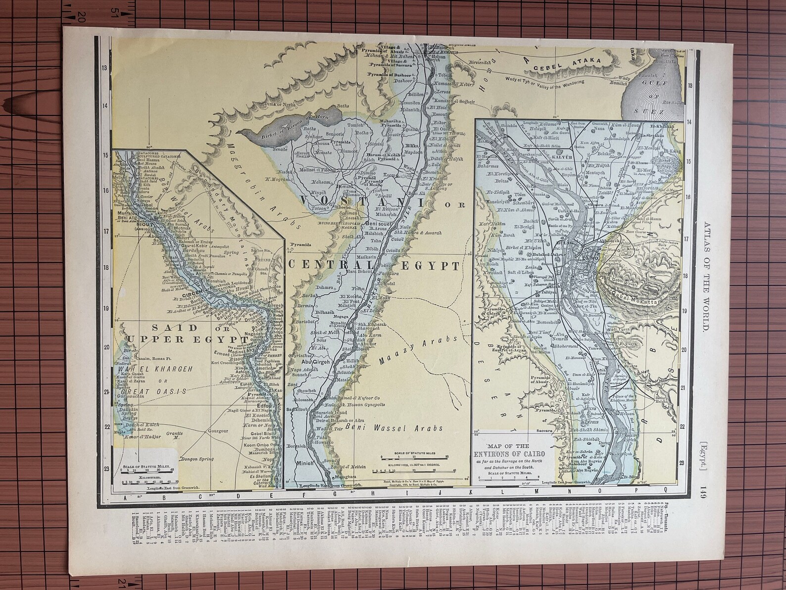 Antique Egypt Map, Antique Color Map Rand Mcnally C 1899 World Atlas ...