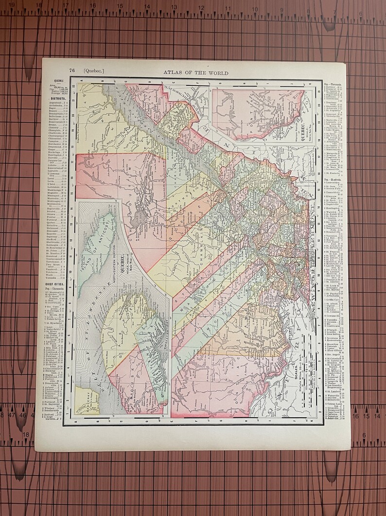 Antique Quebec Map, Antique Color Map Rand Mcnally C 1899 World Atlas ...