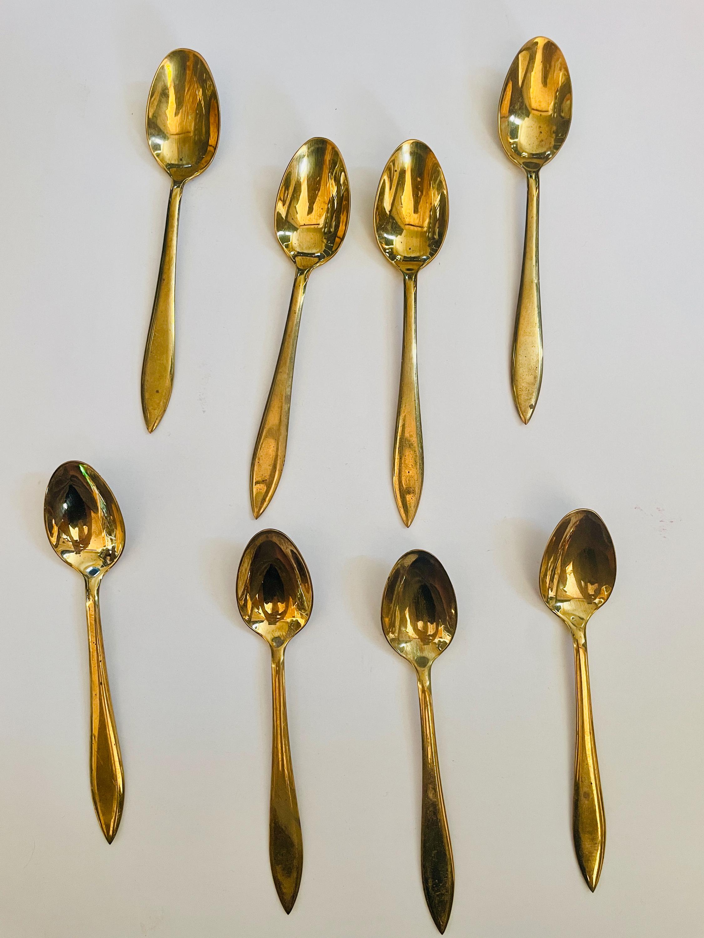 Vintage Thai Siam Flatware Set 27 Piece Serves 7 - Brass Gold Tone ...