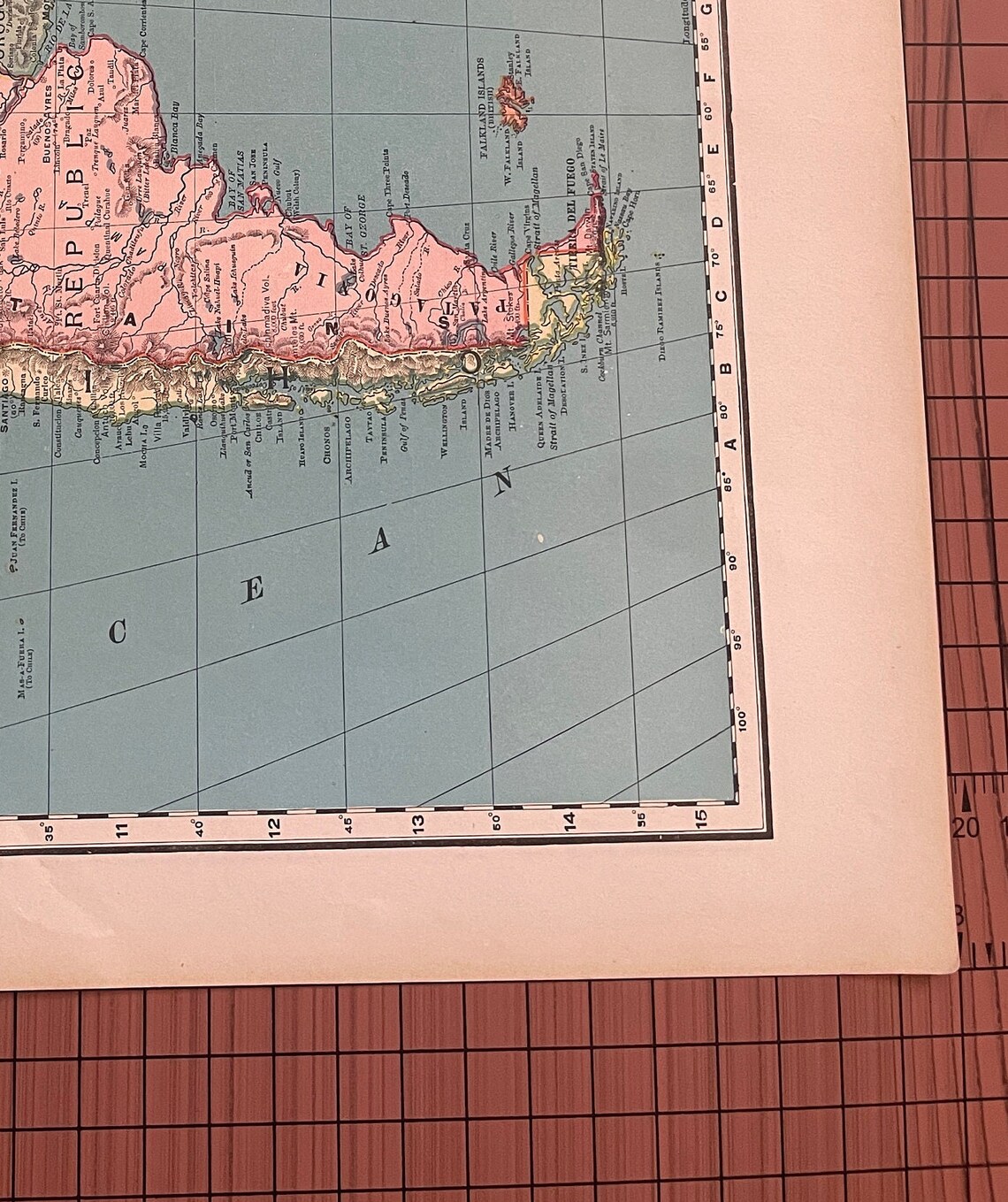 Antique South America Map, Argentina Map, Antique Color Map Rand ...