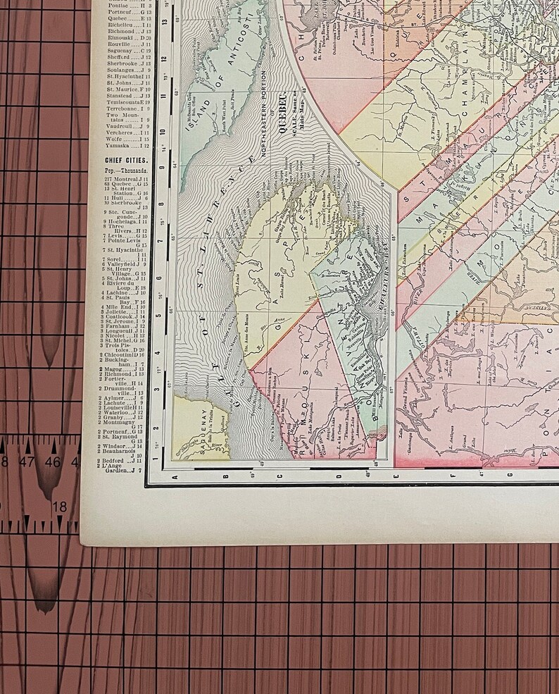 Antique Quebec Map, Antique Color Map Rand Mcnally C 1899 World Atlas ...