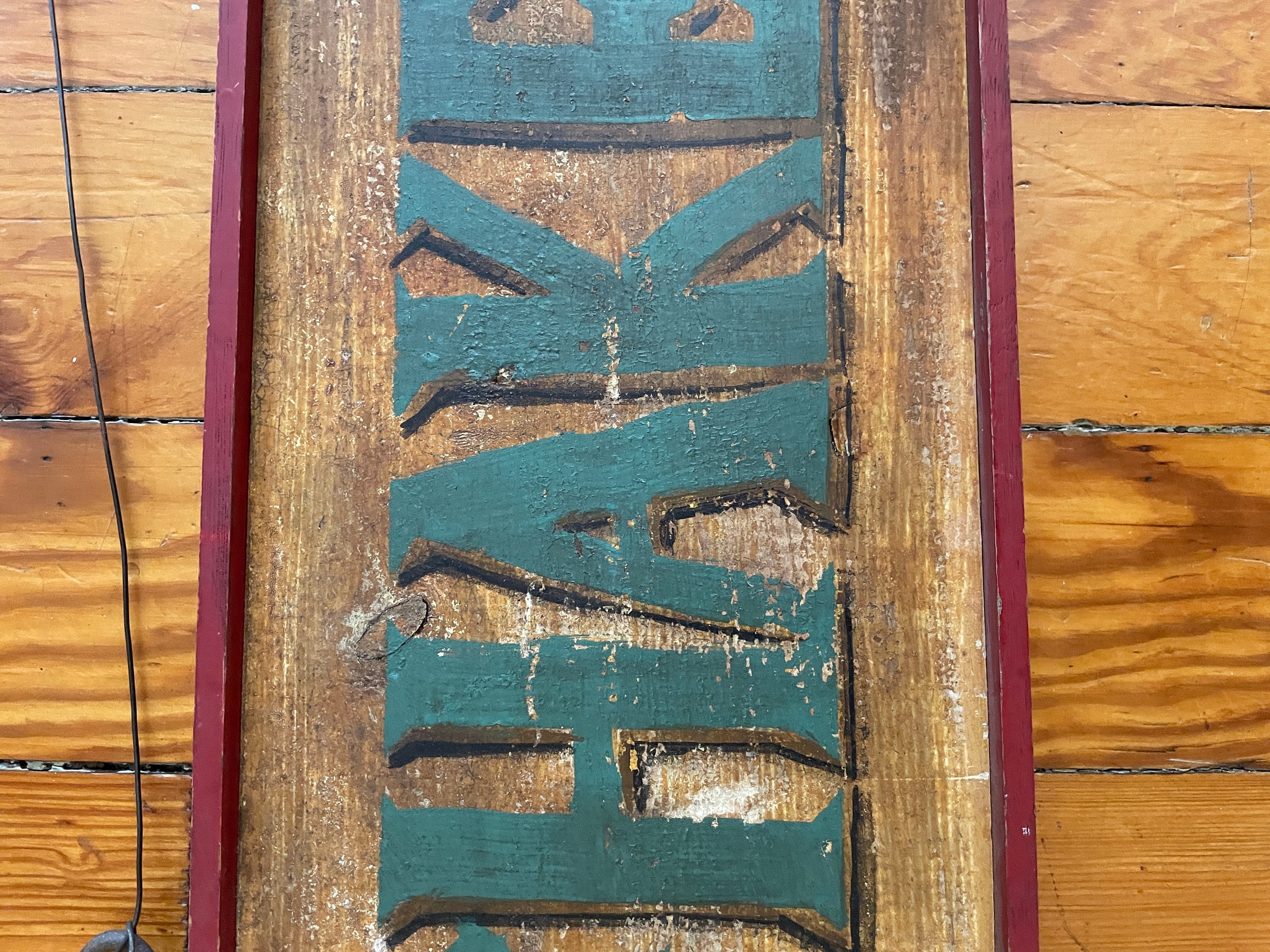 Antique Wood Store Sign for Shaker Seed, Hand Painted Green Red Solid ...