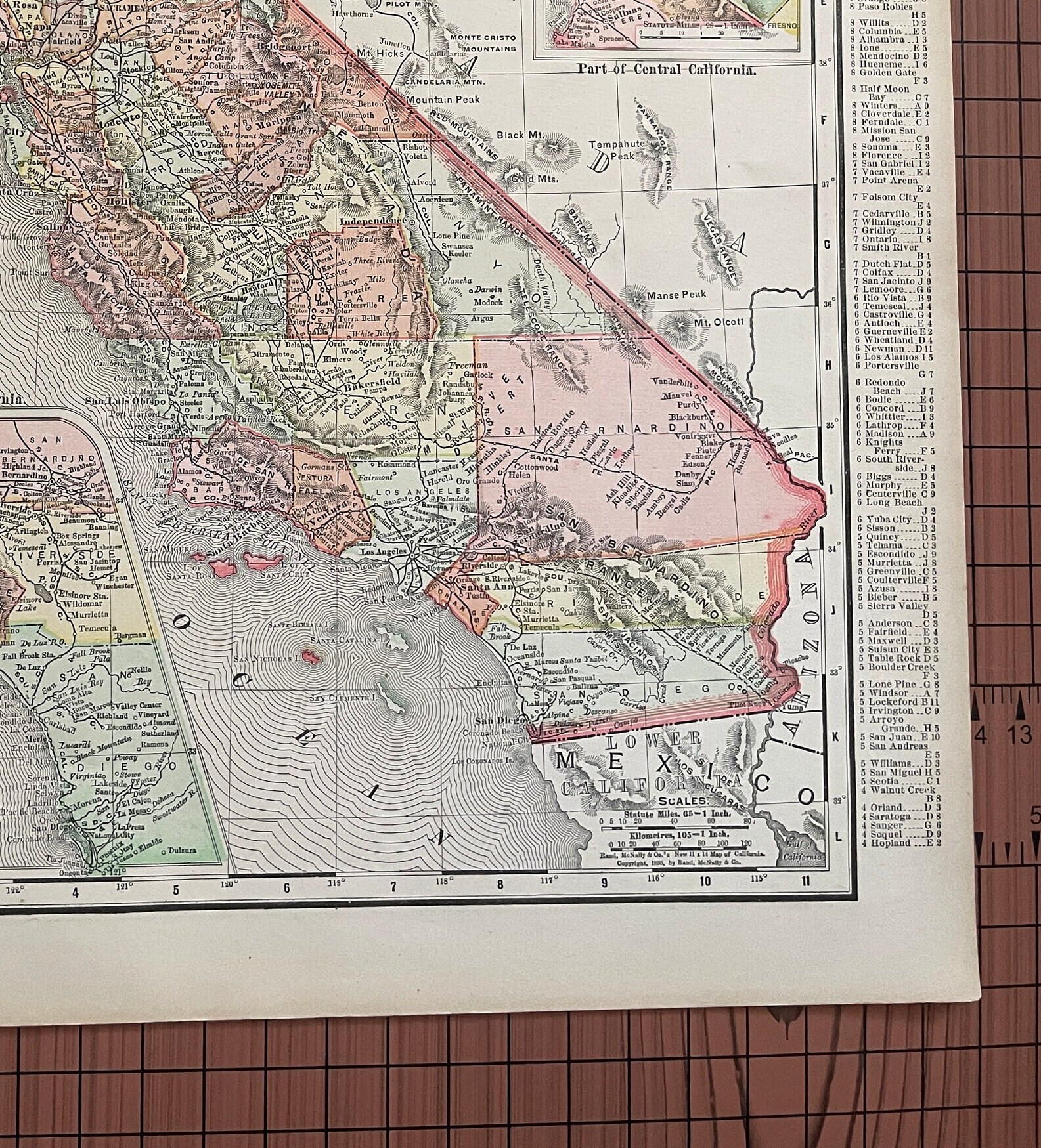 Antique California Map, Antique Color Map Rand Mcnally C 1899 World ...