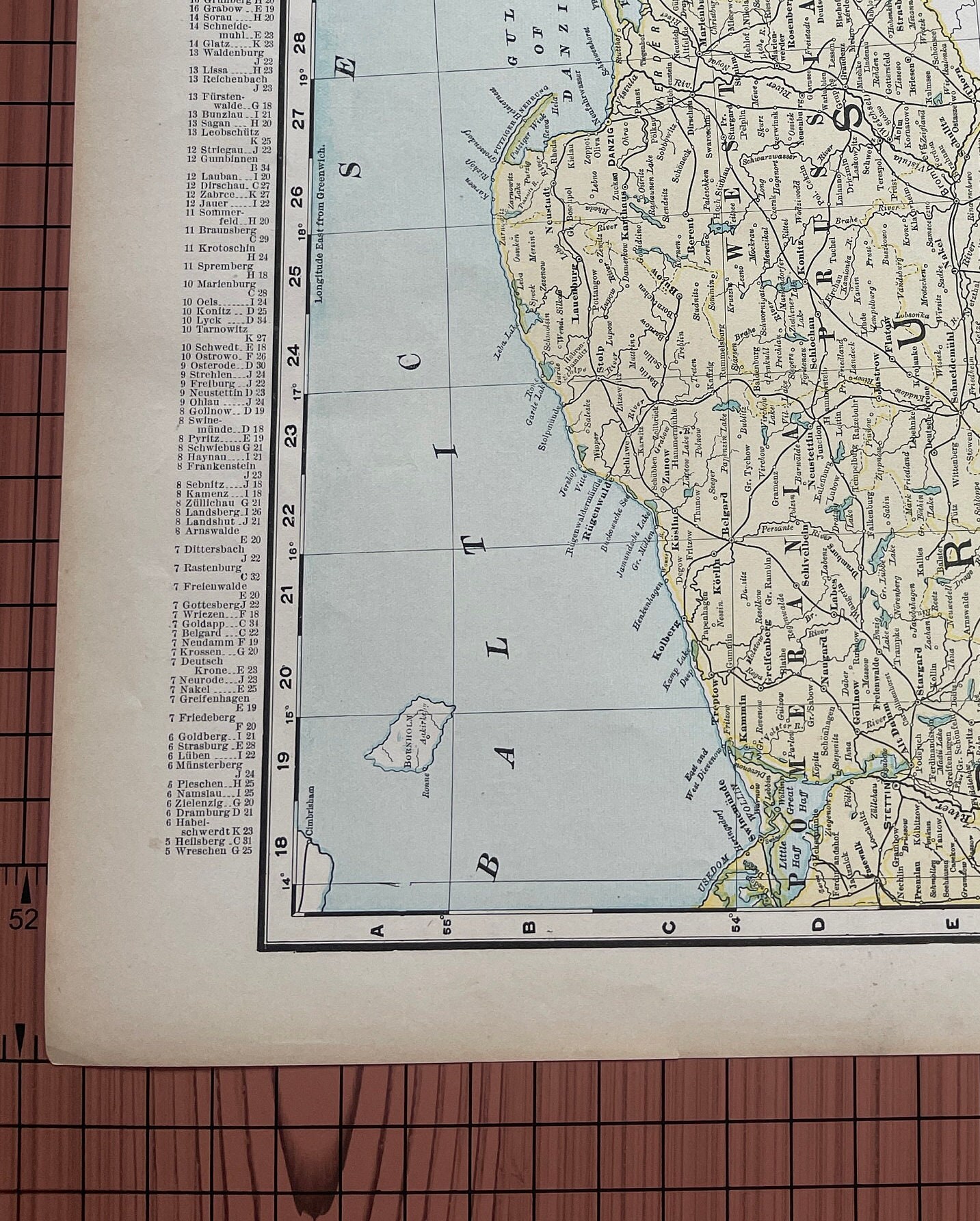 Antique Eastern Germany Map Prussia, Antique Color Map Rand Mcnally C ...