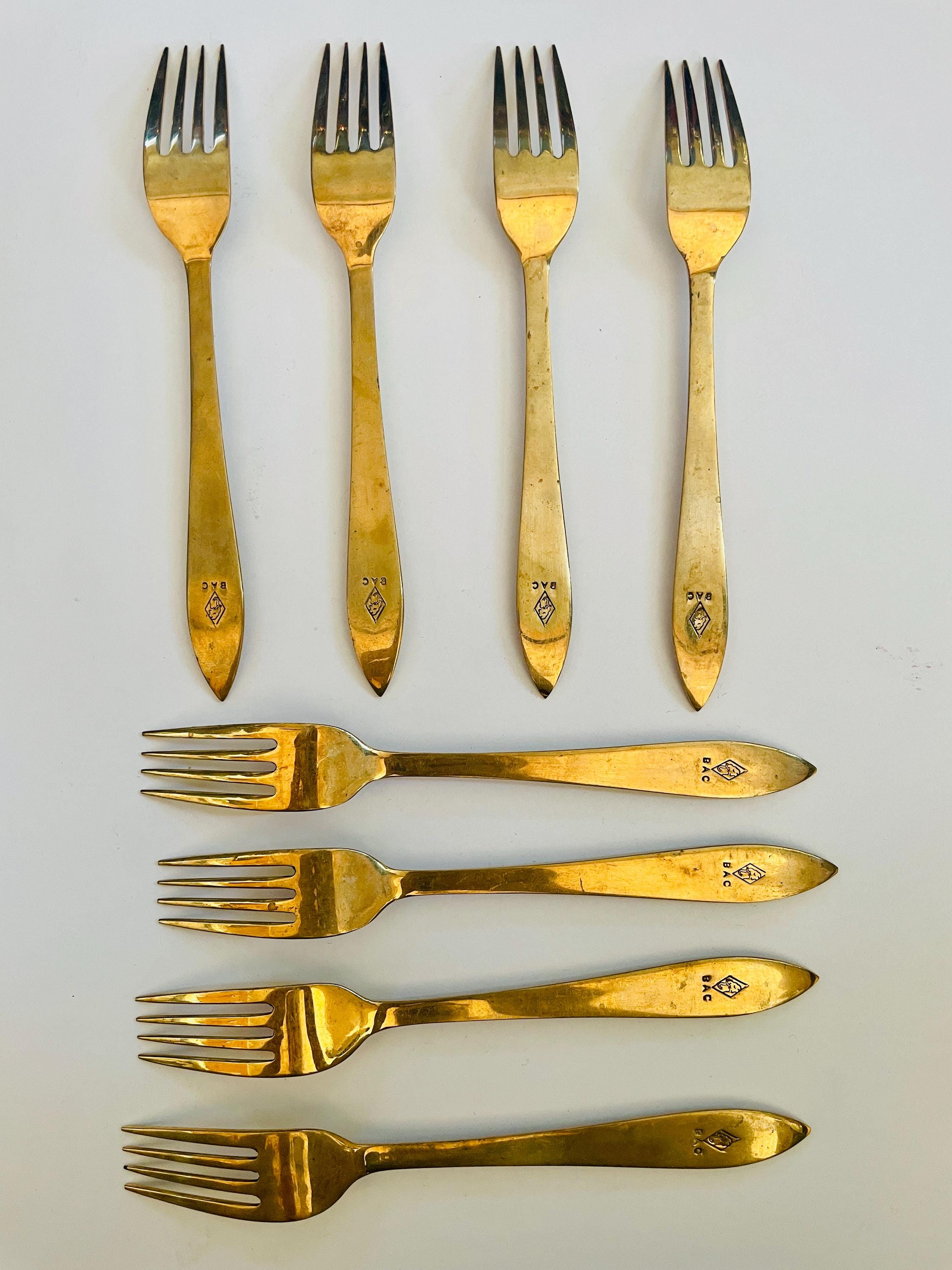 Vintage Thai Siam Flatware Set 27 Piece Serves 7 - Brass Gold Tone ...