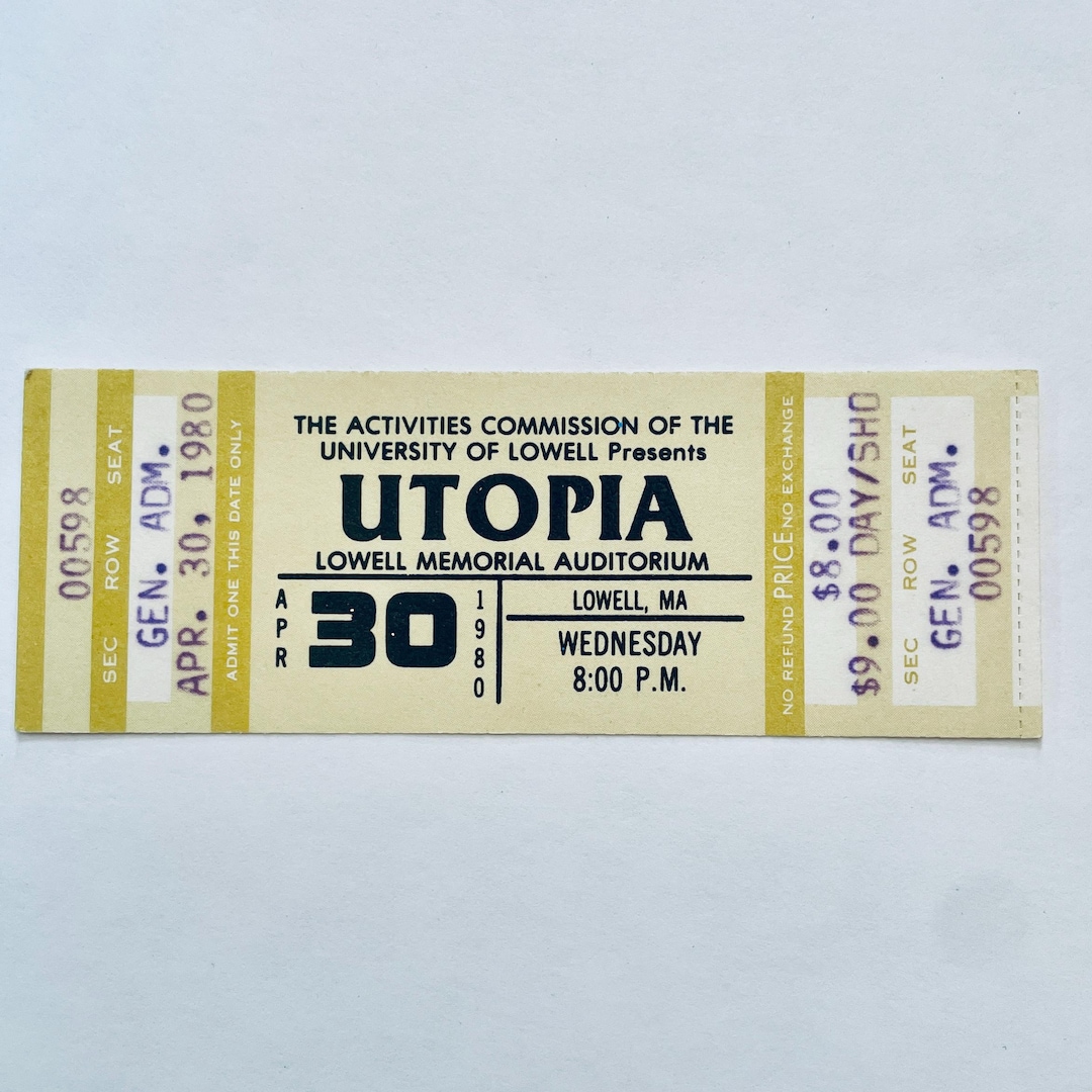 Todd Rundgren UTOPIA Vintage 1980s Unused Concert Ticket University of ...