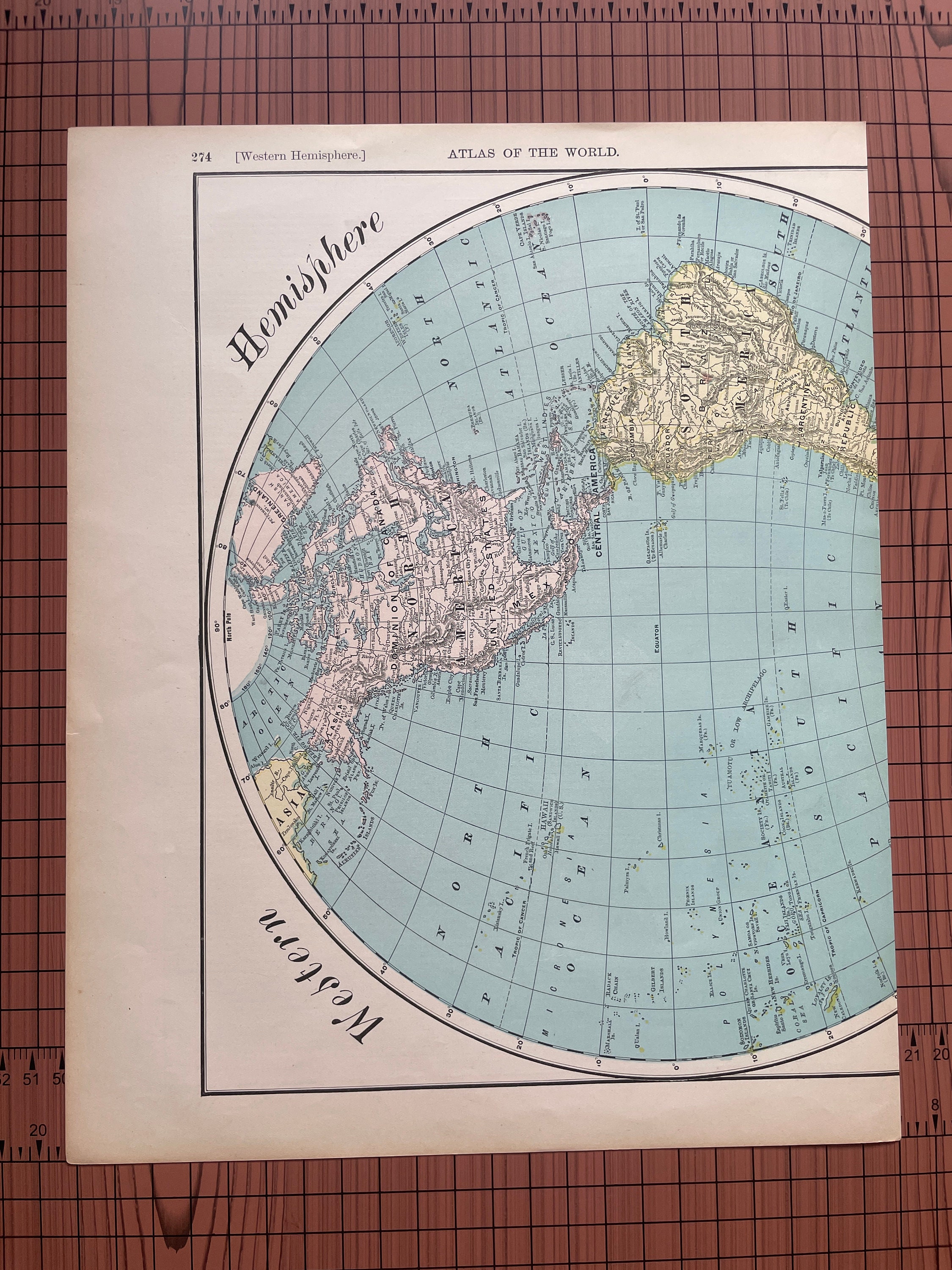 Antique Western Hemisphere Map, Antique Color Map Rand Mcnally C 1899 ...