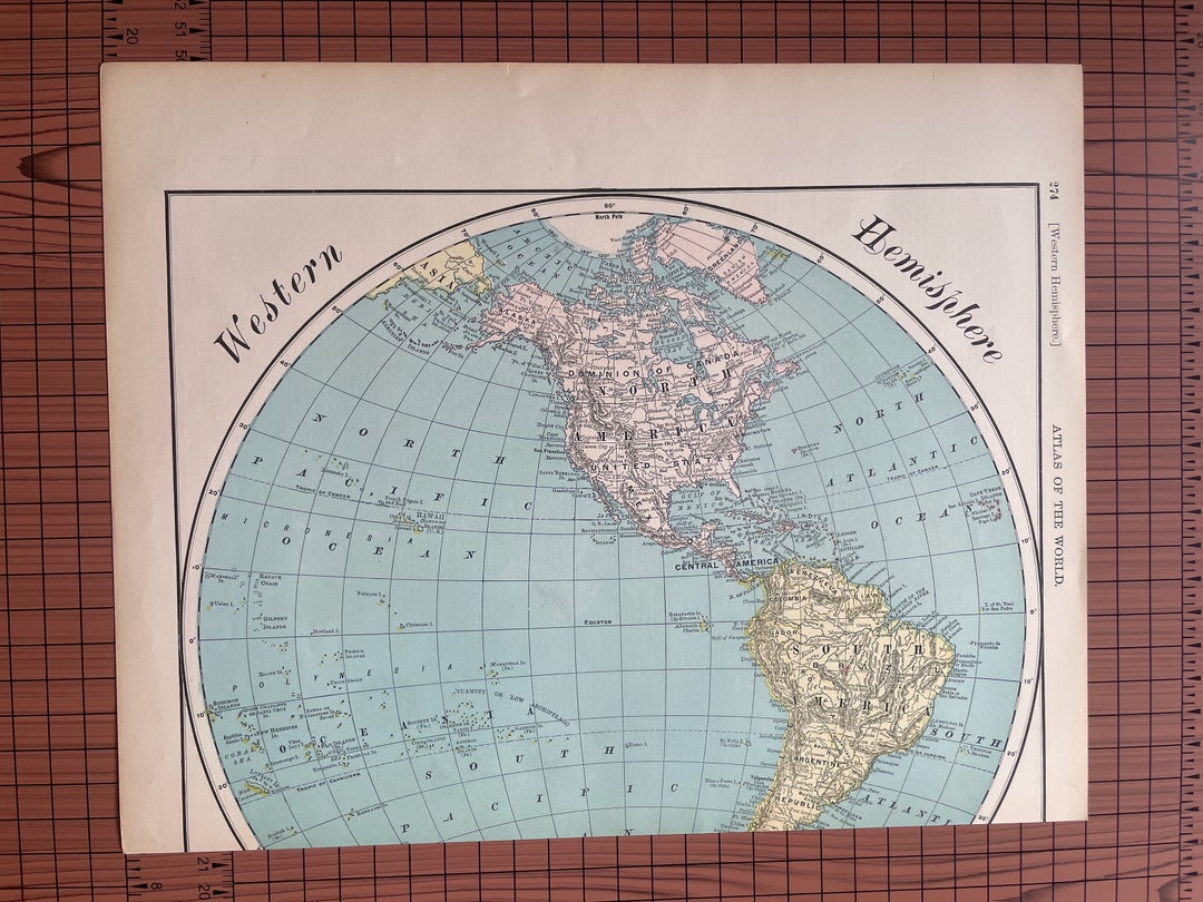 Antique Western Hemisphere Map, Antique Color Map Rand Mcnally C 1899 ...