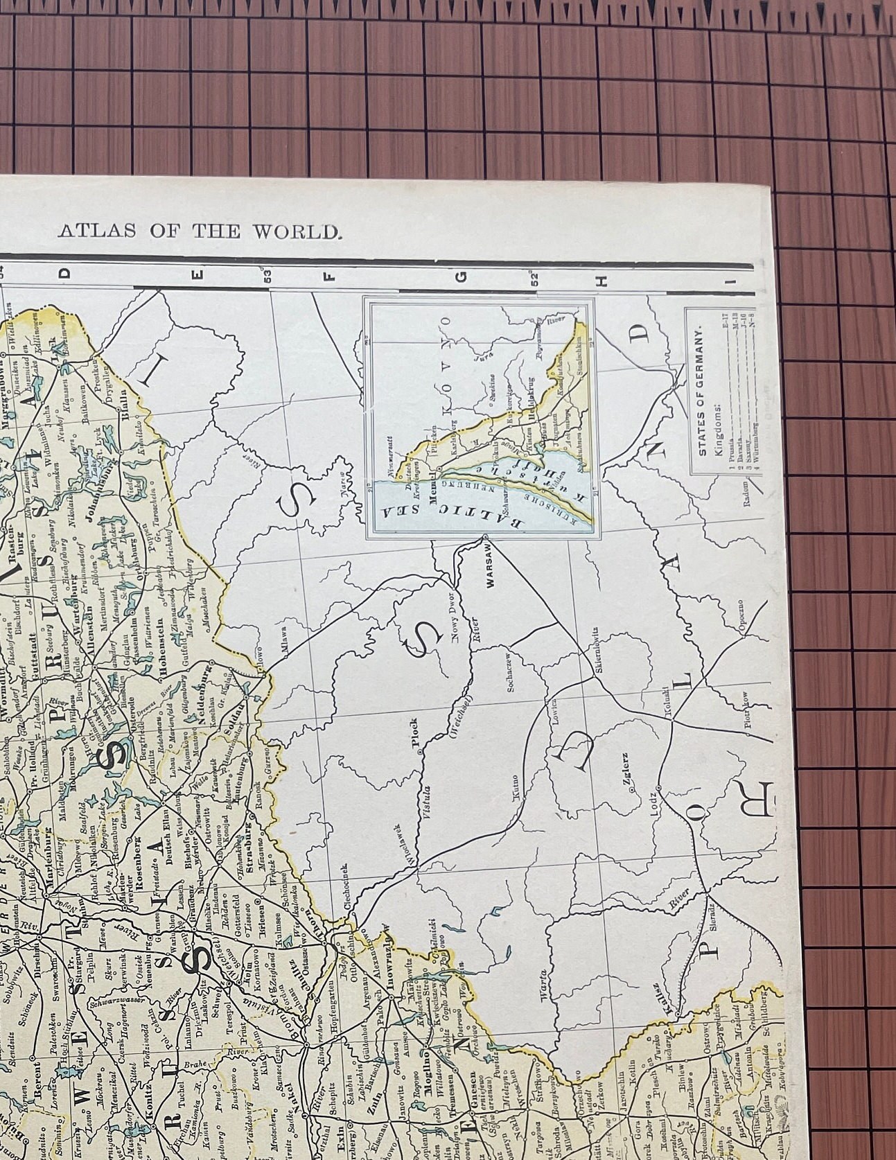 Antique Eastern Germany Map Prussia, Antique Color Map Rand Mcnally C ...