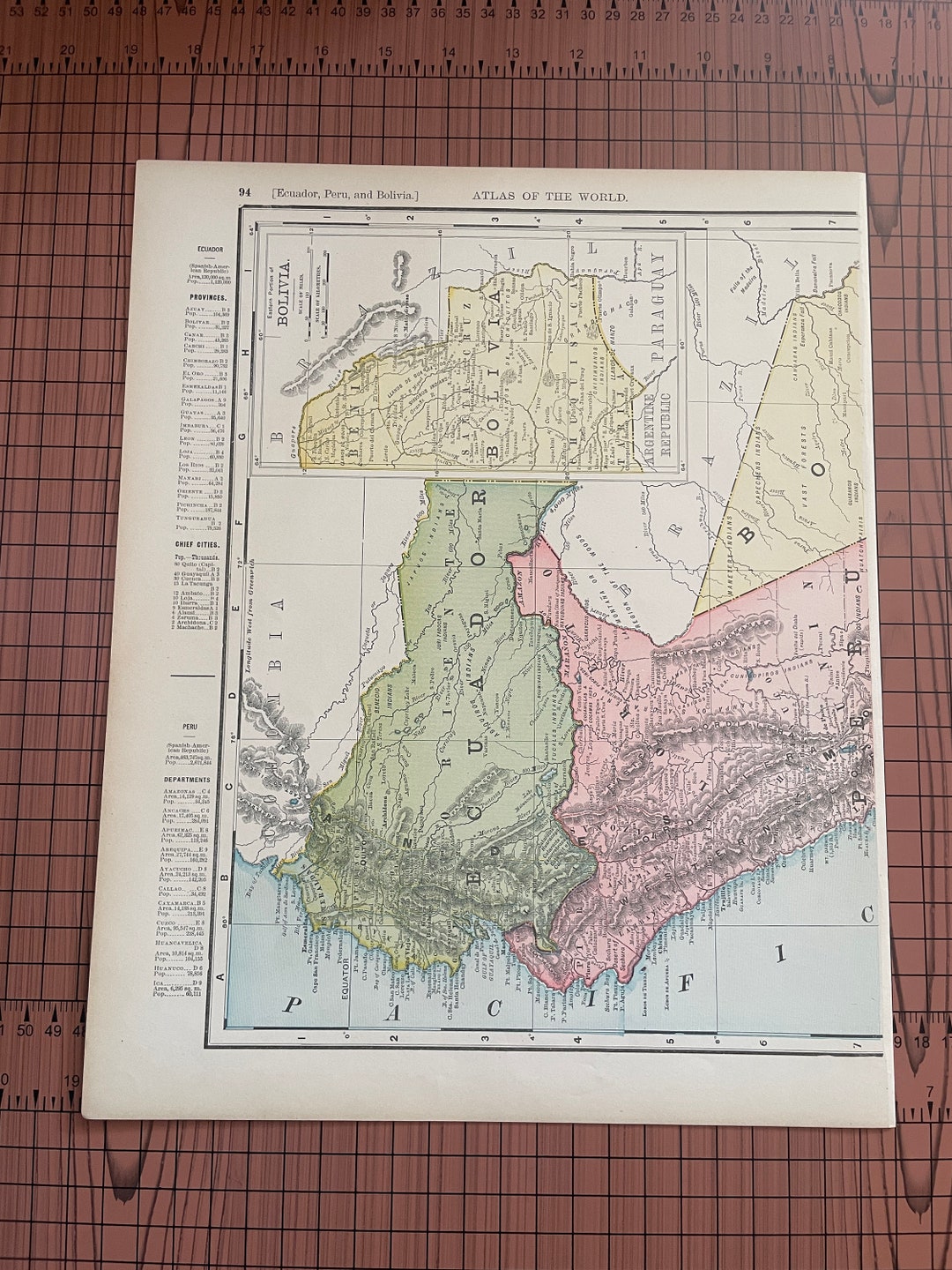 Antique South America Map, Ecuador, Peru, and Bolivia Print, Antique ...