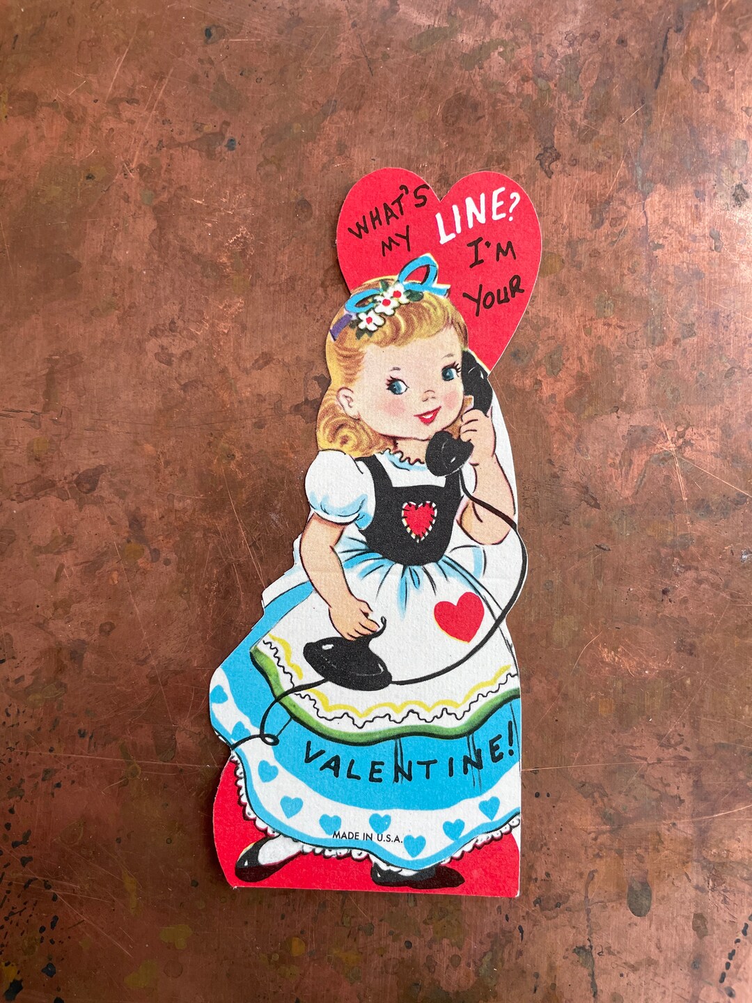 Cute Kitsch Blond Girl Telephone what's My Line Vintage Valentine ...