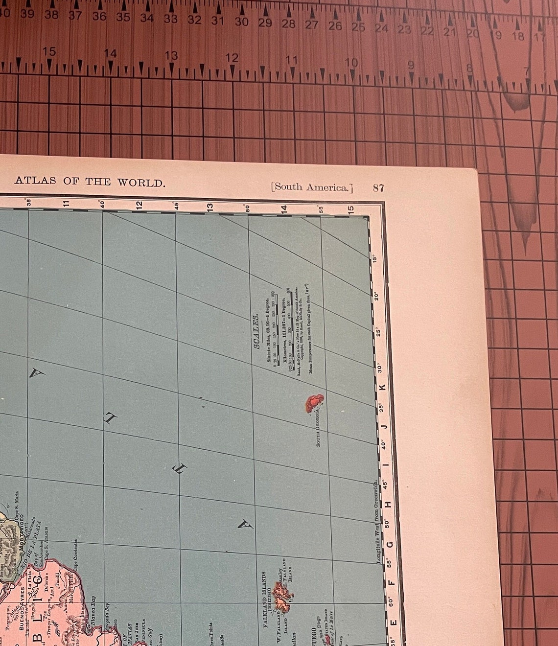 Antique South America Map, Argentina Map, Antique Color Map Rand ...