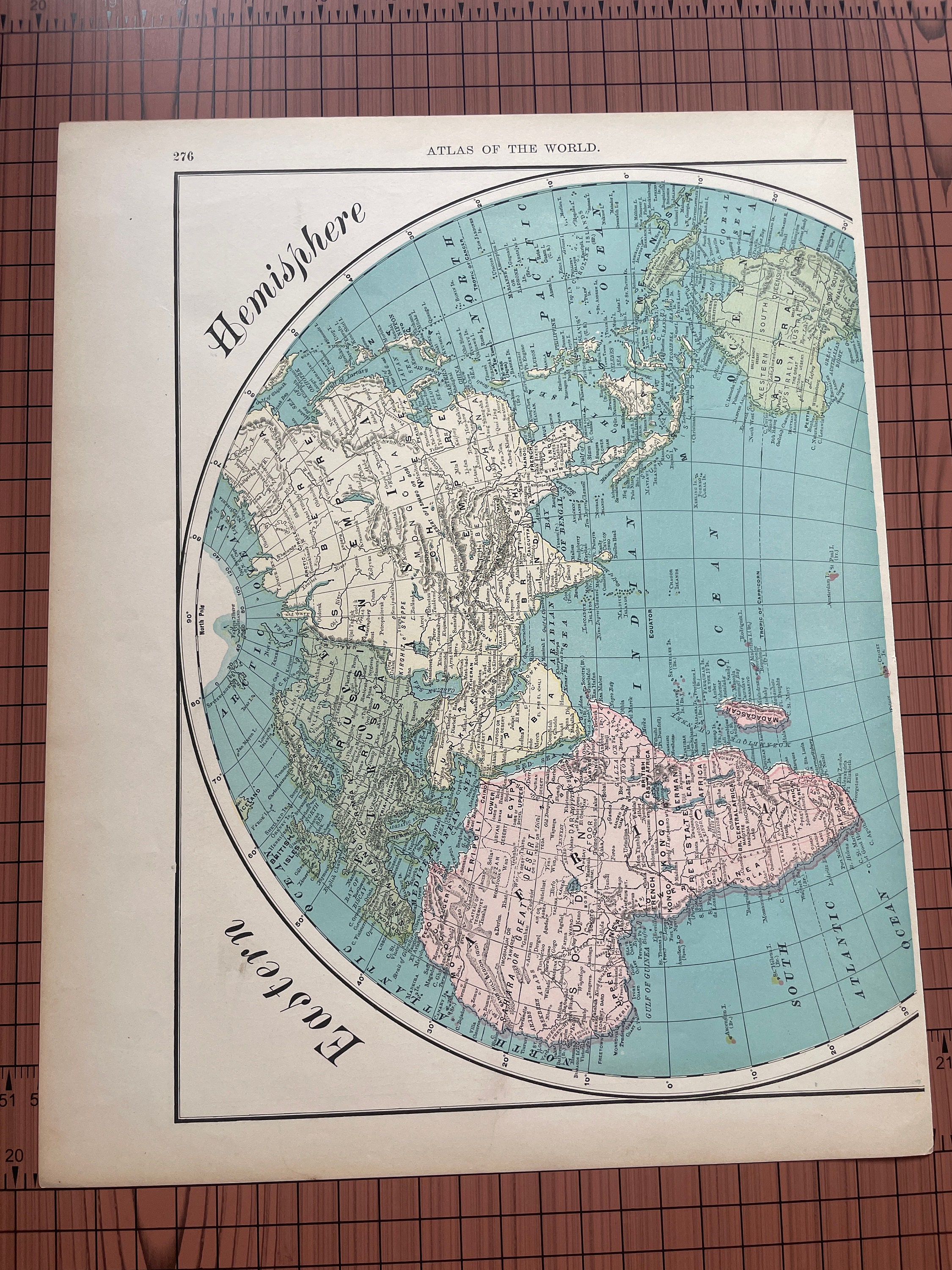 Antique Eastern Hemisphere Map, Antique Color Map Rand Mcnally C 1899 ...