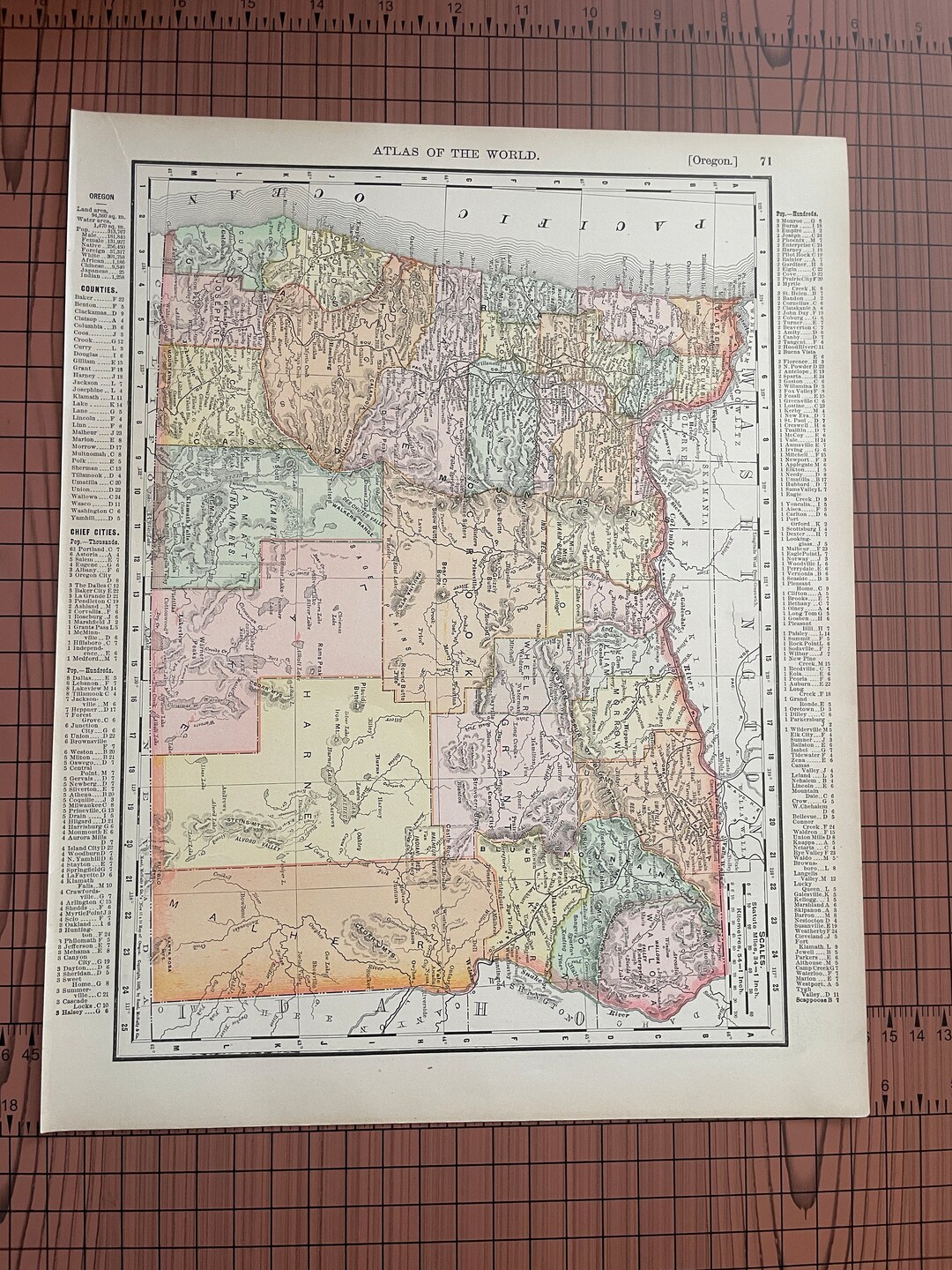 Antique Oregon Map, Antique Color Map Rand Mcnally C 1899 World Atlas ...