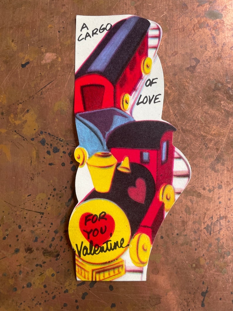Cargo of Love Train Railroad Locomotive Vintage Valentine Greeting Card ...