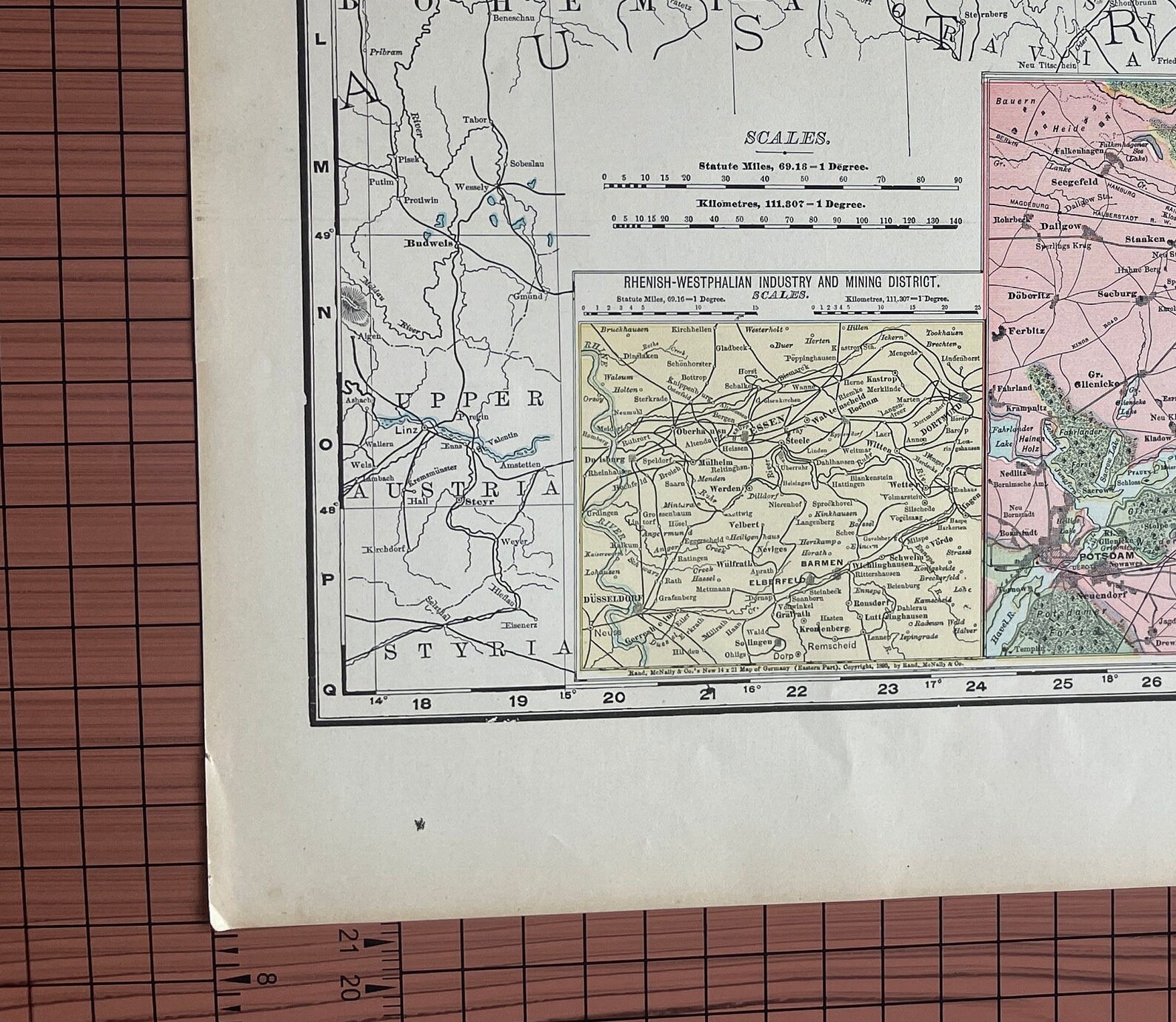 Antique Eastern Germany Map, Antique Color Map Rand Mcnally C 1899 ...