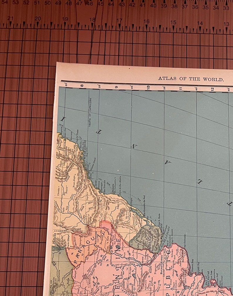 Antique South America Map, Argentina Map, Antique Color Map Rand ...