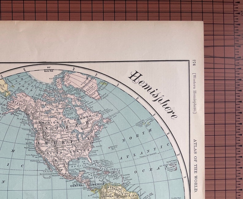 Antique Western Hemisphere Map, Antique Color Map Rand Mcnally C 1899 ...