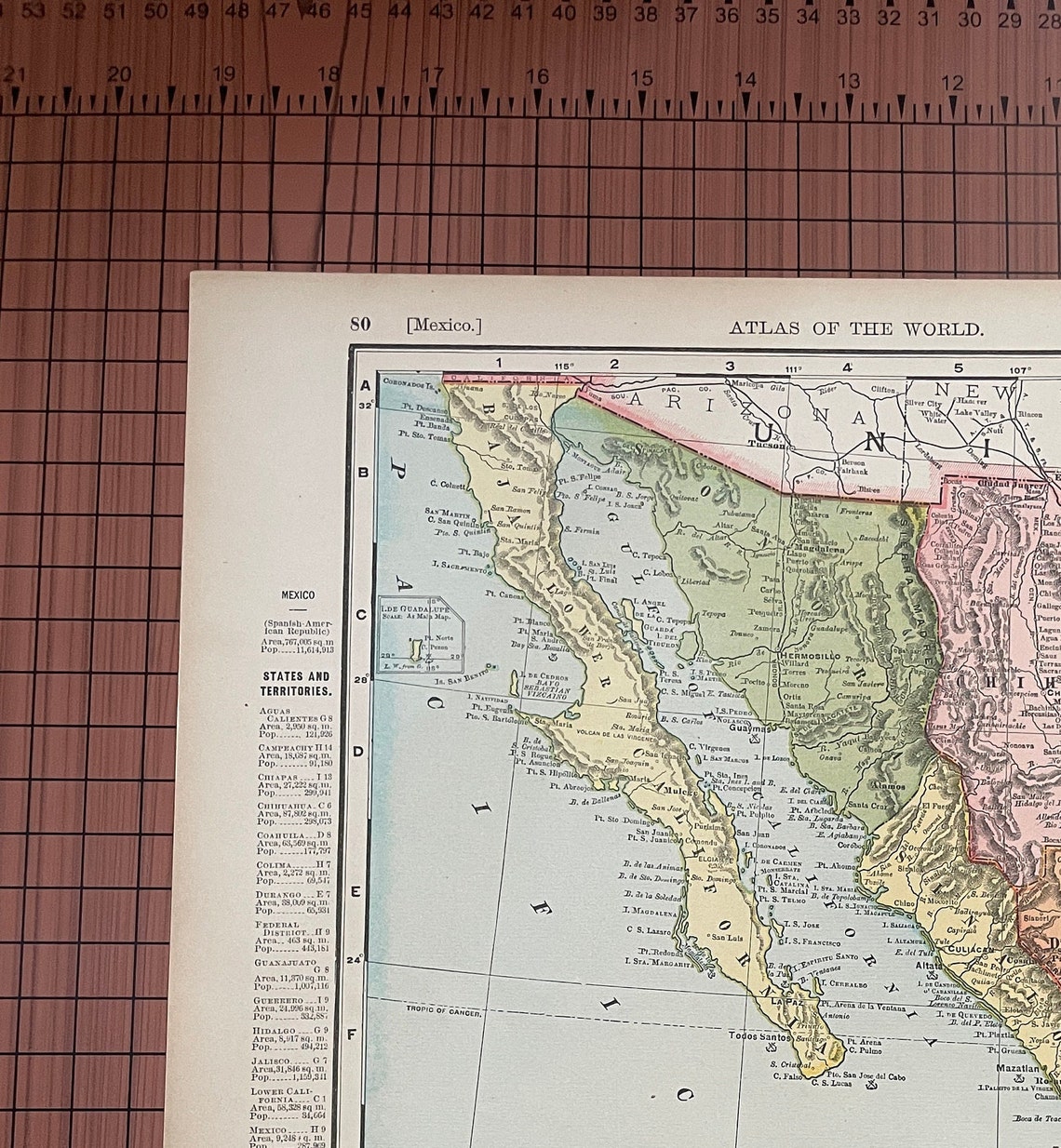 Antique Mexico Map, Antique Color Map Rand Mcnally C 1899 World Atlas ...