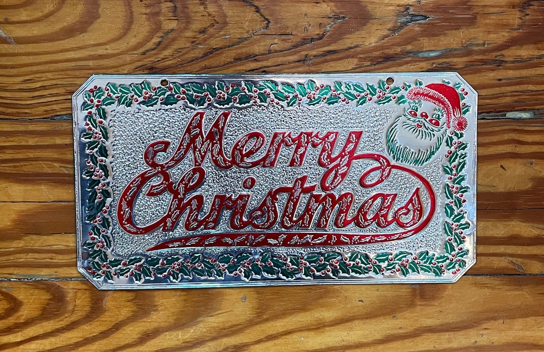 Vintage Mid Century "merry Christmas" Novelty License Plate Thin ...