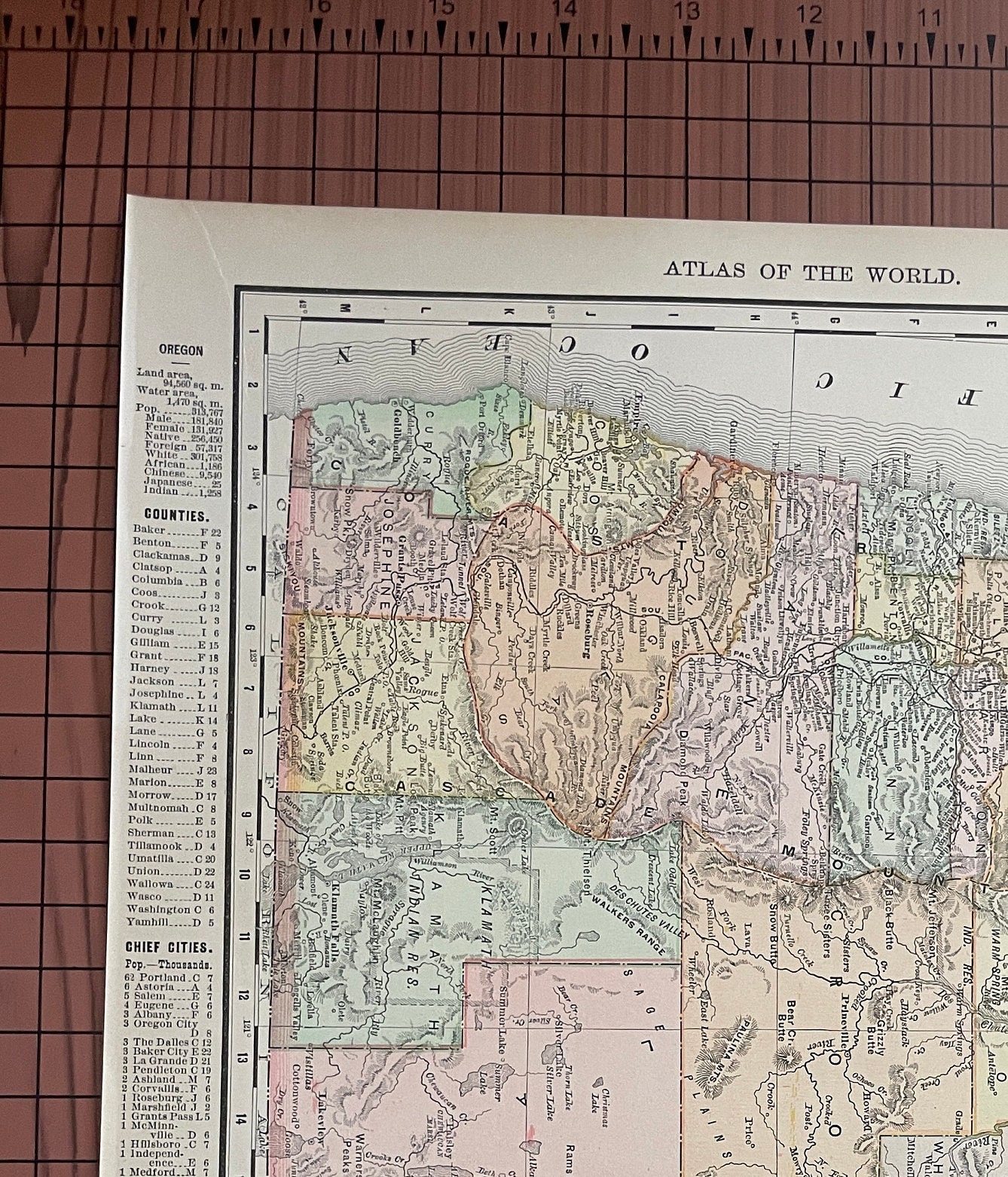 Antique Oregon Map, Antique Color Map Rand Mcnally C 1899 World Atlas ...