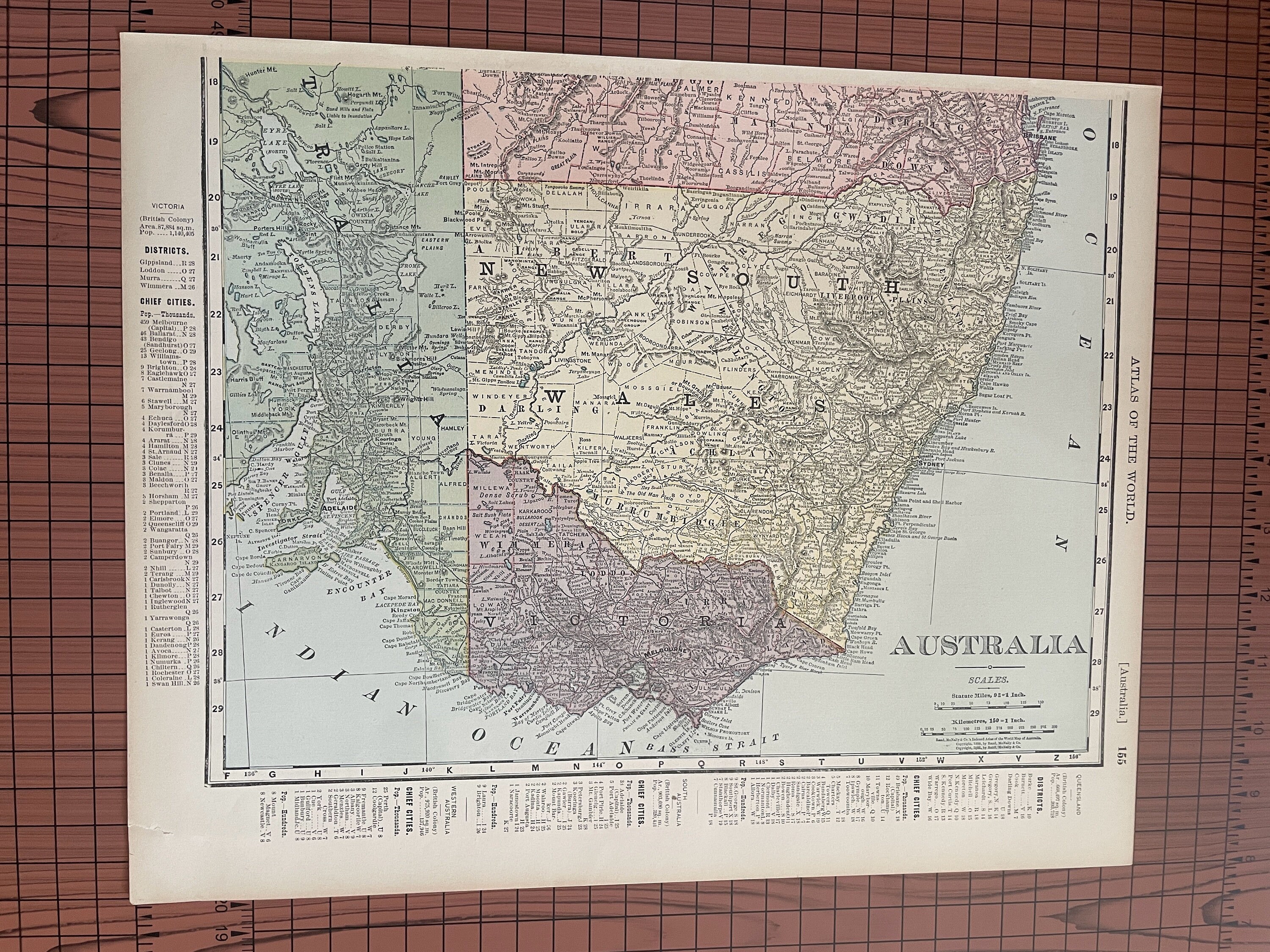Antique Southern Australia Map, Antique Color Map Rand Mcnally C 1899 ...
