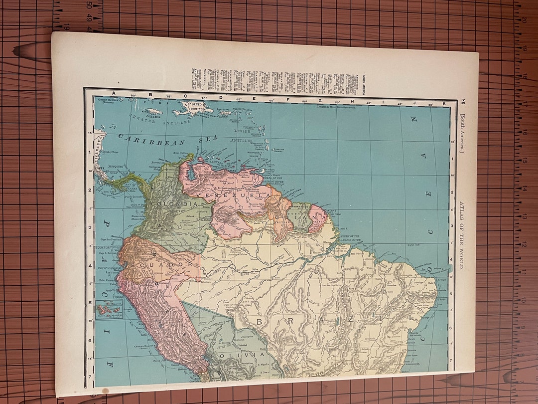 Antique South America Map, Antique Color Map Rand Mcnally C 1899 World ...