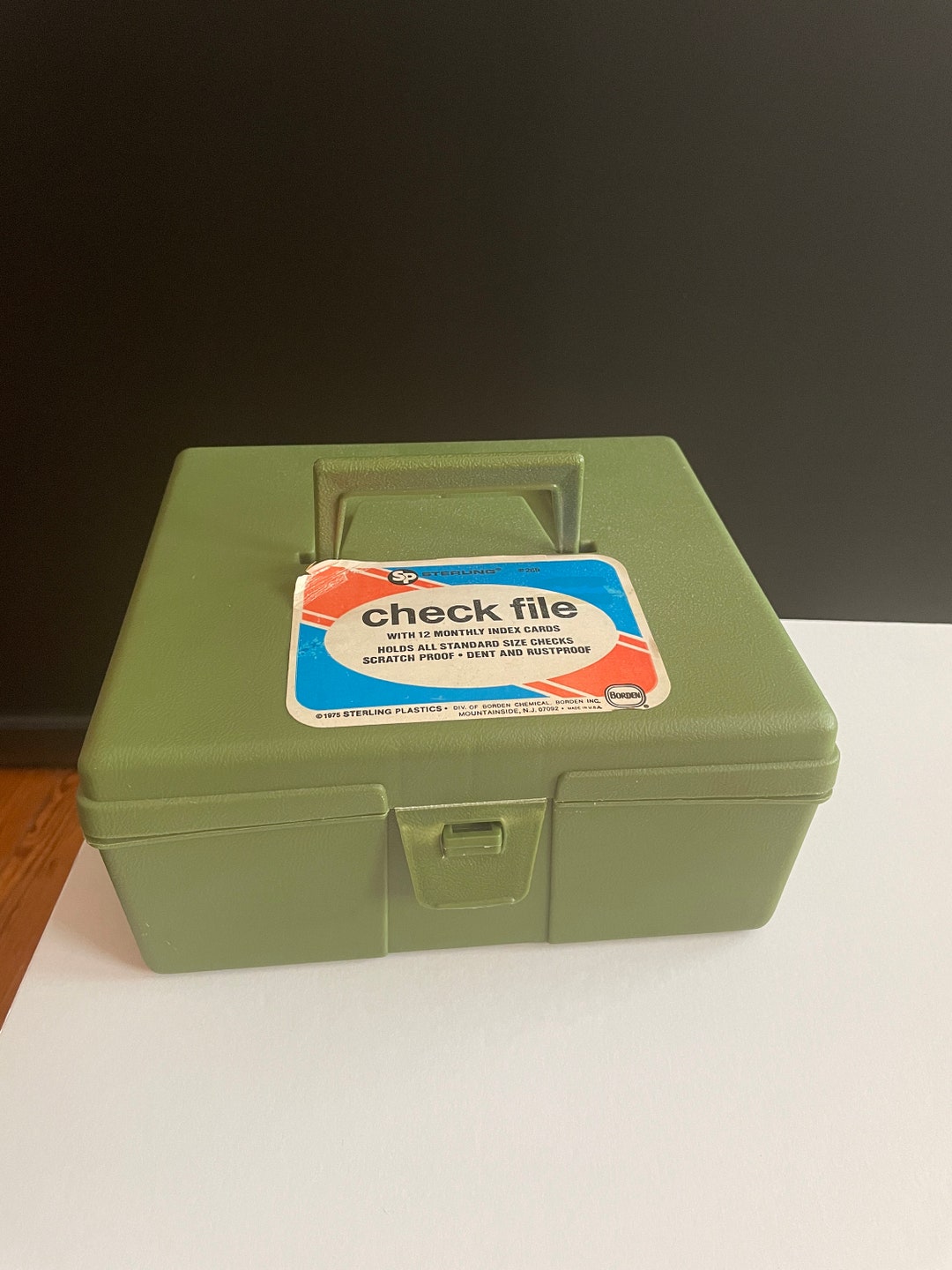 1970s Green Plastic Sterling Check File Box Storage With Original ...