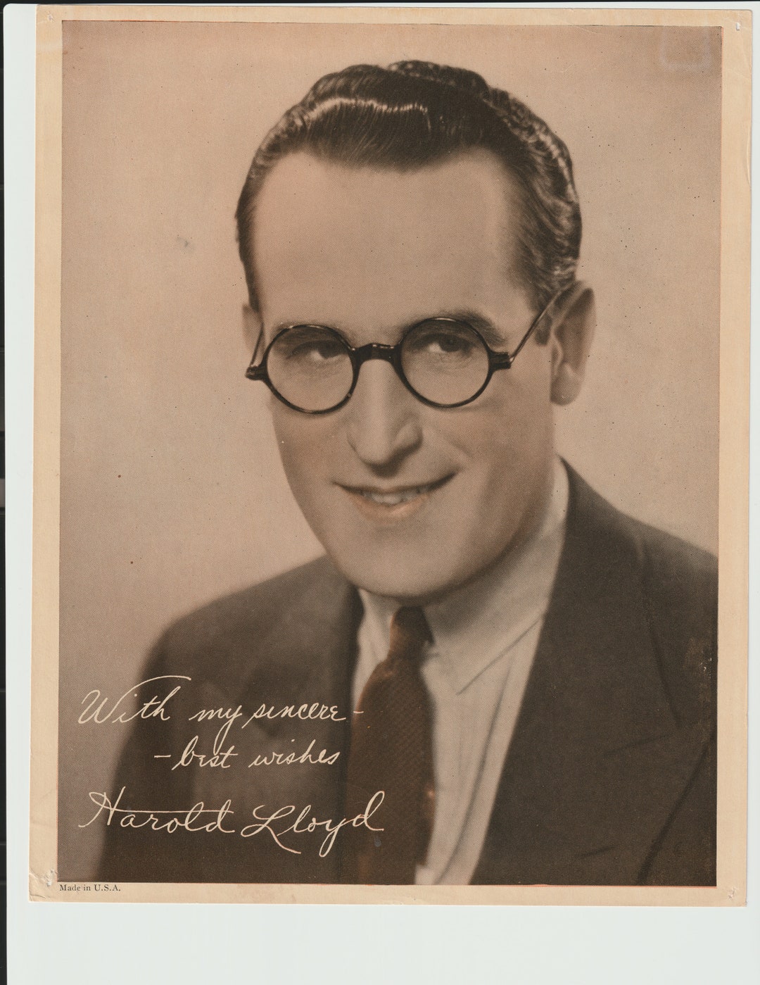 Vintage Signed Publicity Photo of Harold Lloyd 1930s Famous Actor ...
