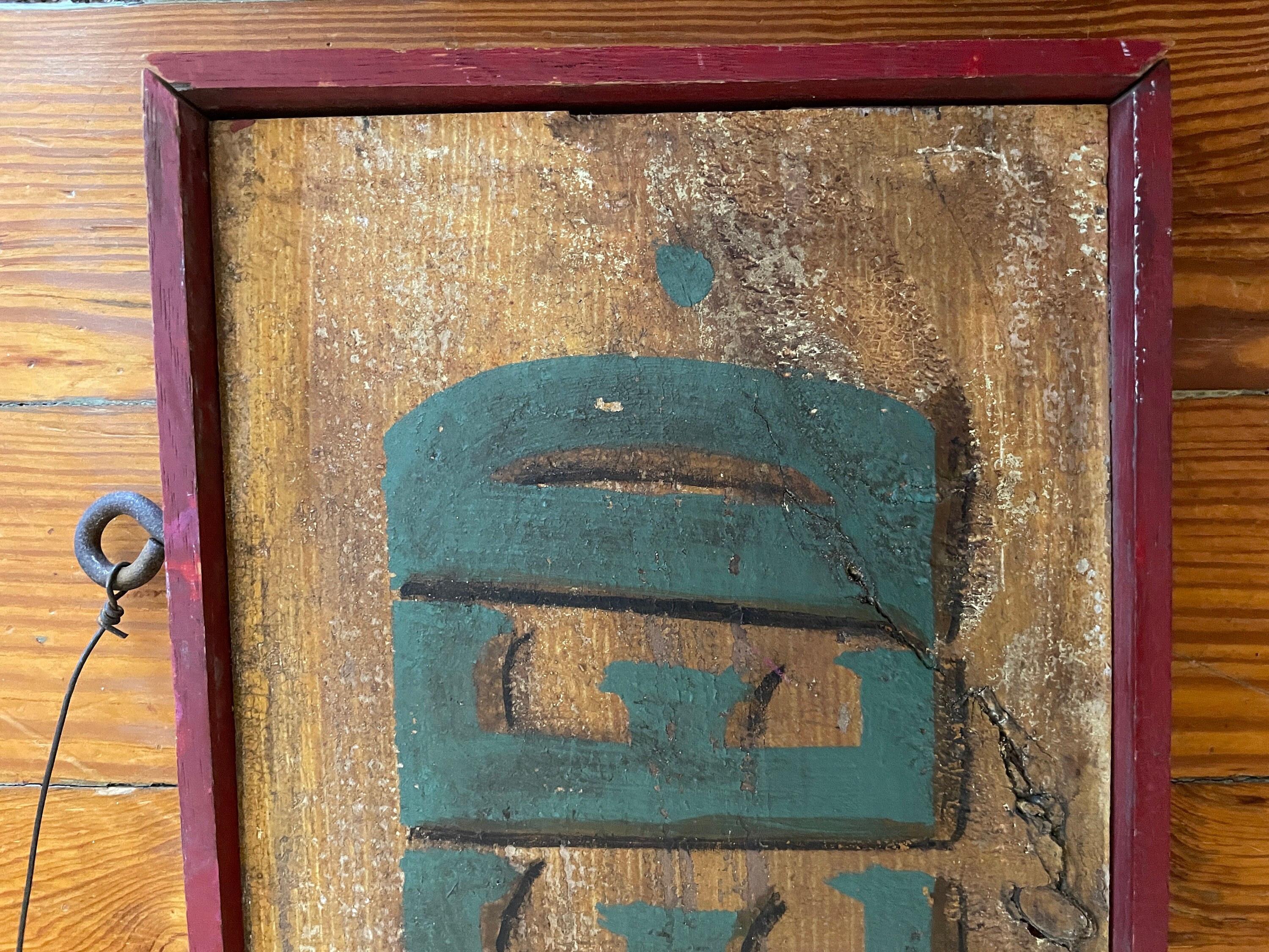 Antique Wood Store Sign for Shaker Seed, Hand Painted Green Red Solid ...