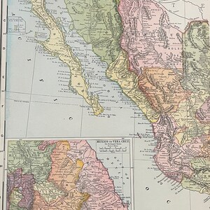 Antique Mexico Map, Antique Color Map Rand Mcnally C 1899 World Atlas ...