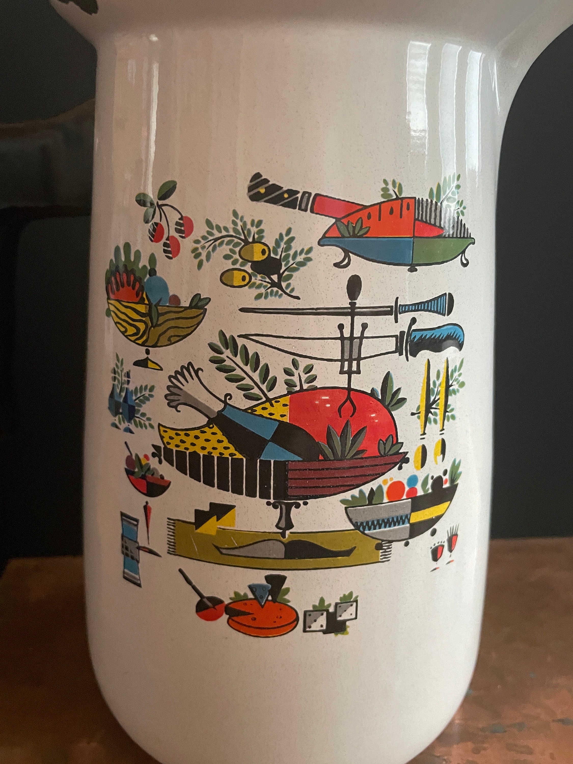 Mid Century Georges Briard Coffee Percolator White Enamel With Turkey ...